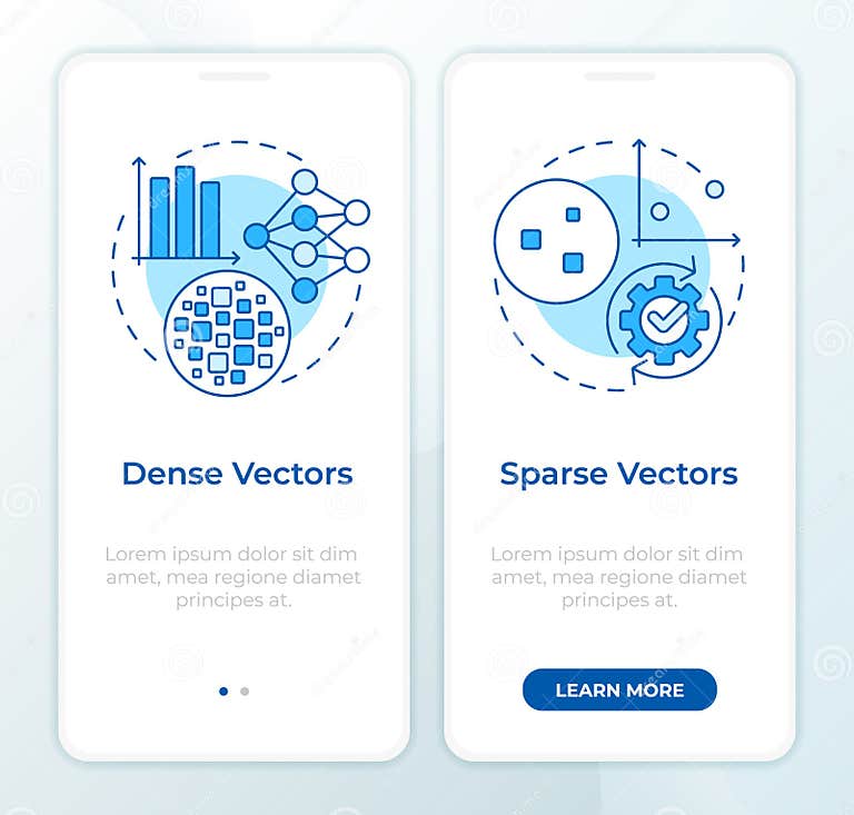 Dense Vs Sparse Vectors Blue Onboarding Mobile App Screen Stock Illustration - Illustration of ...