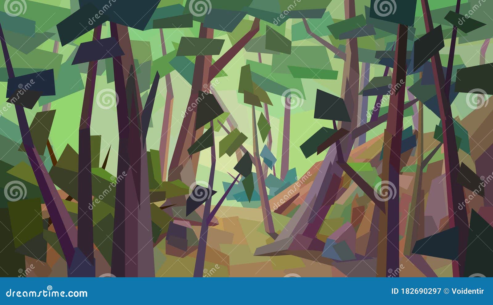 Low Poly Dense Forest Cartoon Vector | CartoonDealer.com #182690297