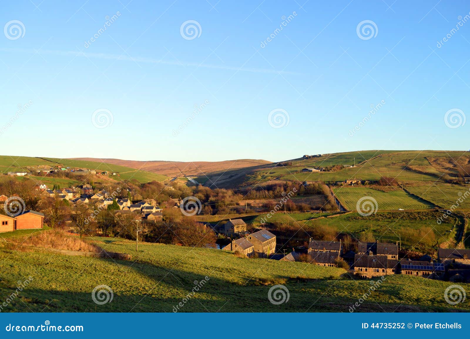 Denshaw Village in Saddleworth Stock Photo - Image of land, landscape ...