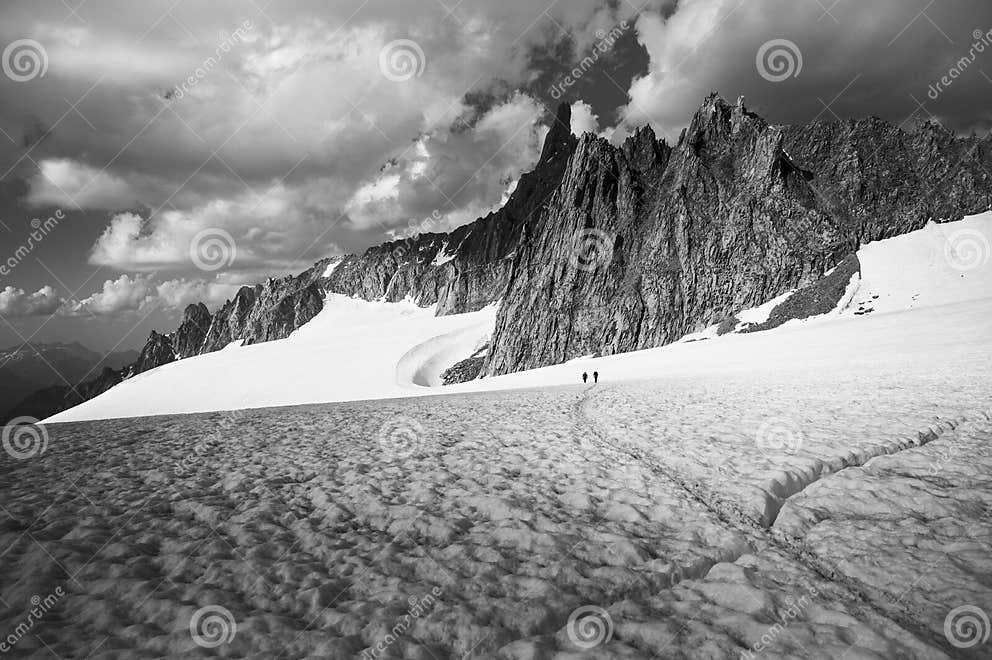 Dent Du Geant from the Geant Glacier Stock Image - Image of grass ...