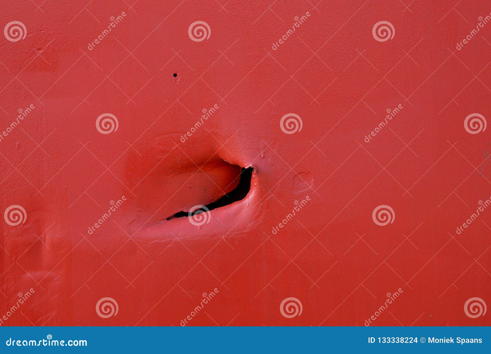 Dent with a Hole in the Surface of an Old Red Truck Stock Photo - Image ...