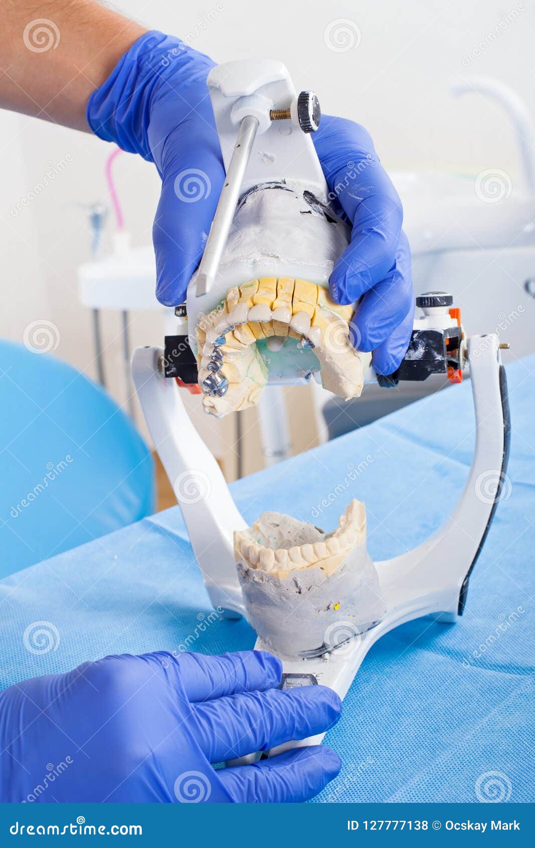 Dental articulator stock photo. Image of laboratory - 127777138