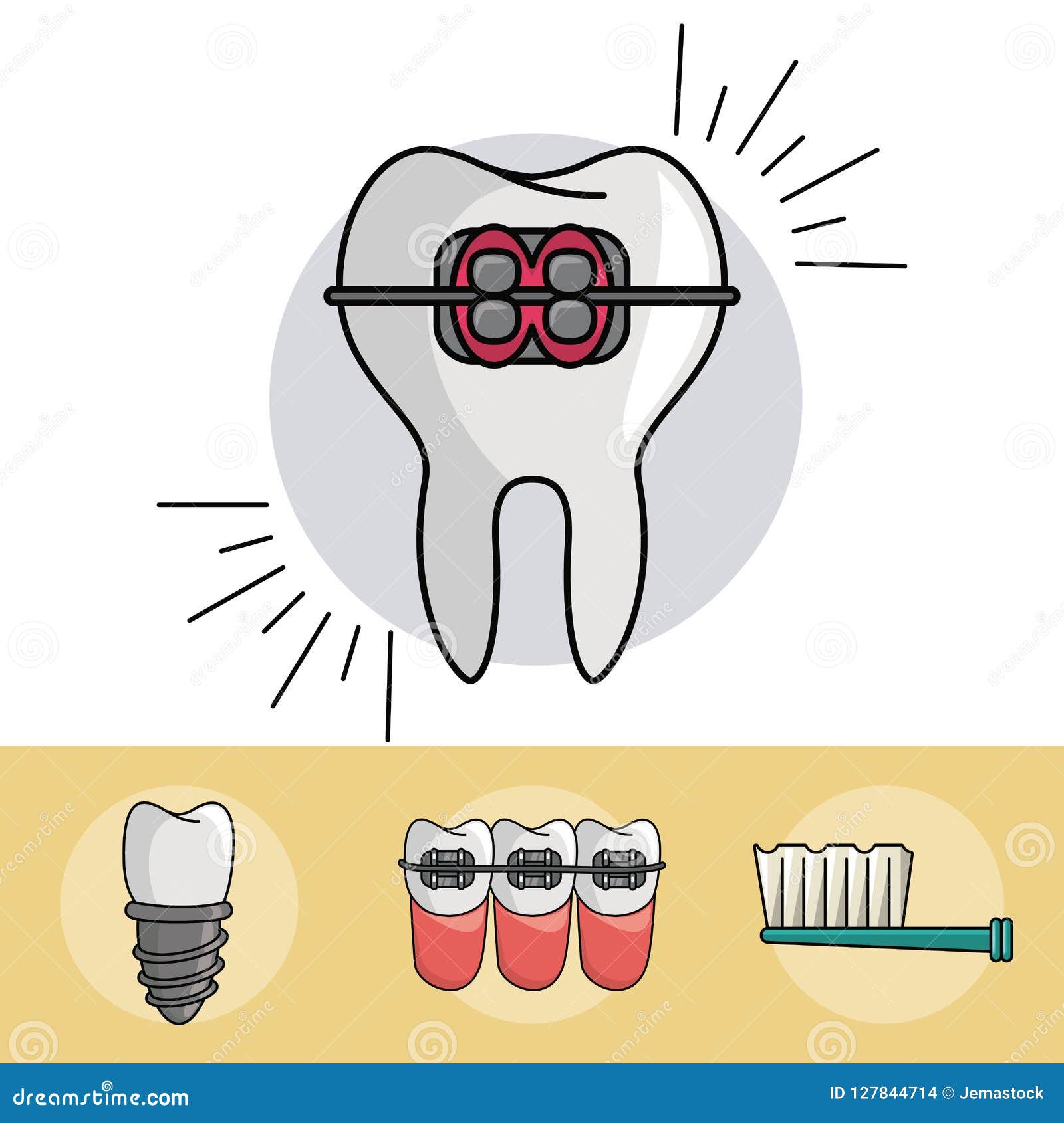 Dental braces elements stock vector. Illustration of patient - 127844714
