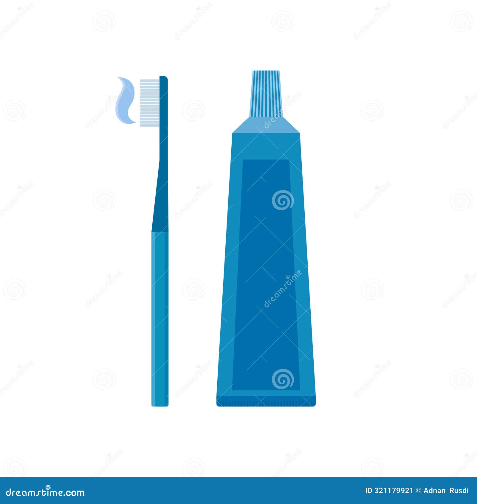 Dental Brush with Tooth Paste Flat Design Vector Illustration Isolated ...