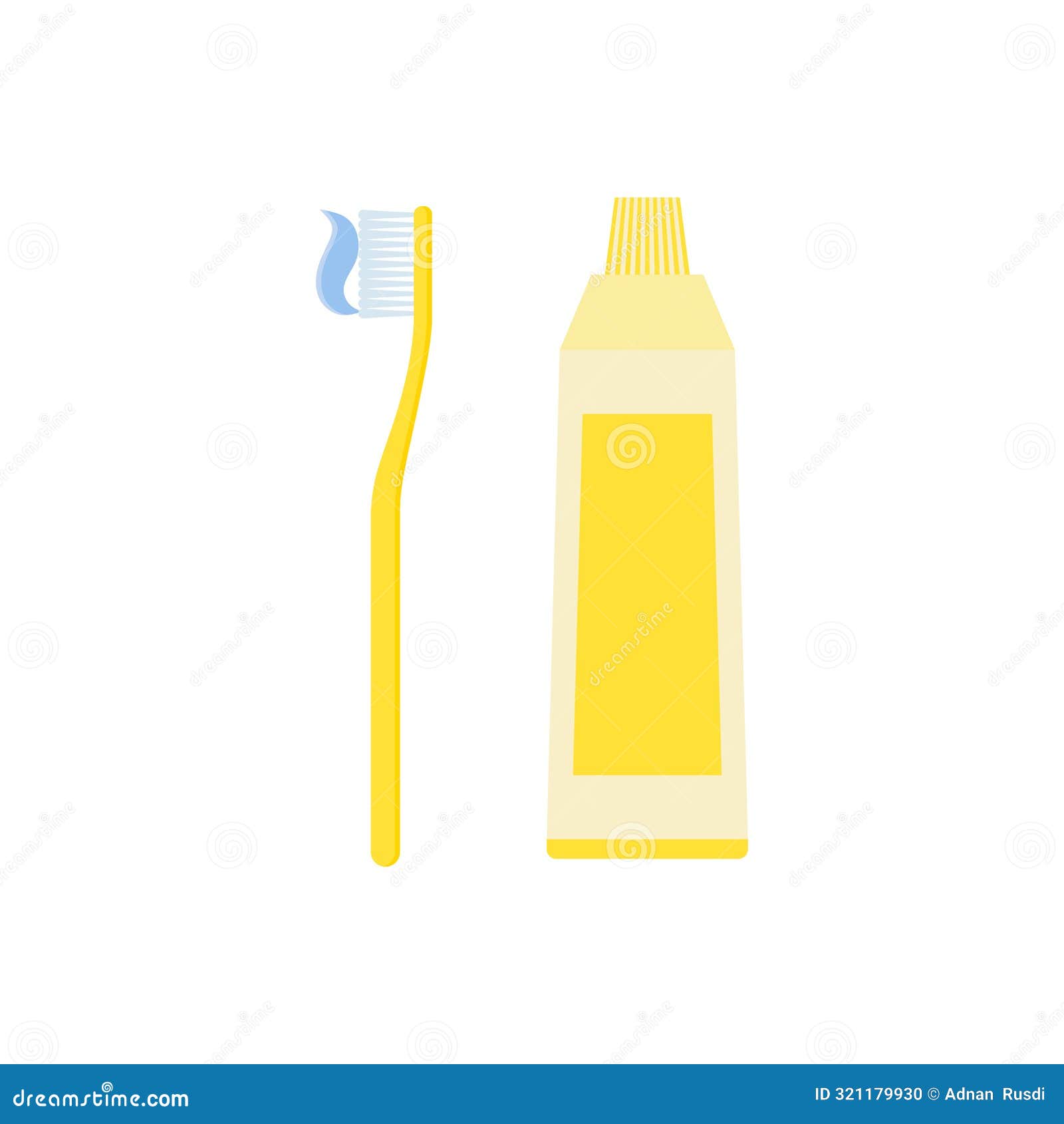 Dental Brush with Tooth Paste Flat Design Vector Illustration Isolated ...