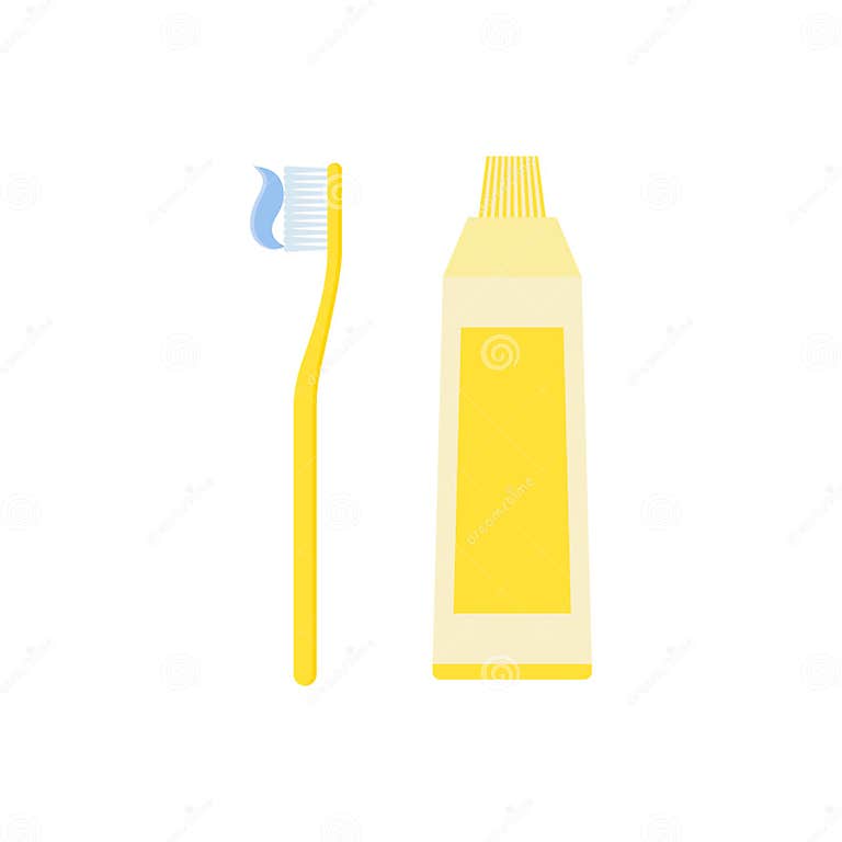 Dental Brush with Tooth Paste Flat Design Vector Illustration Isolated ...
