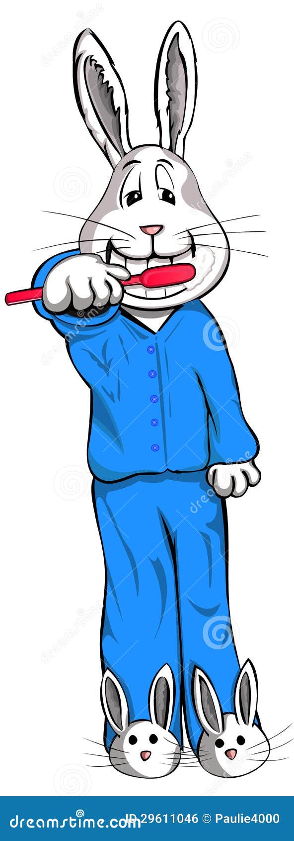 Bunny Brushing Teeth Illustration | CartoonDealer.com #24395180