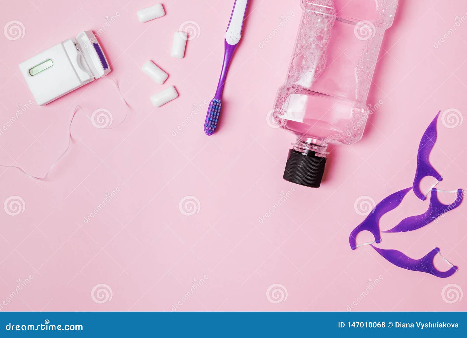 Dental Care Accessories on the Pink Background Stock Photo - Image of ...