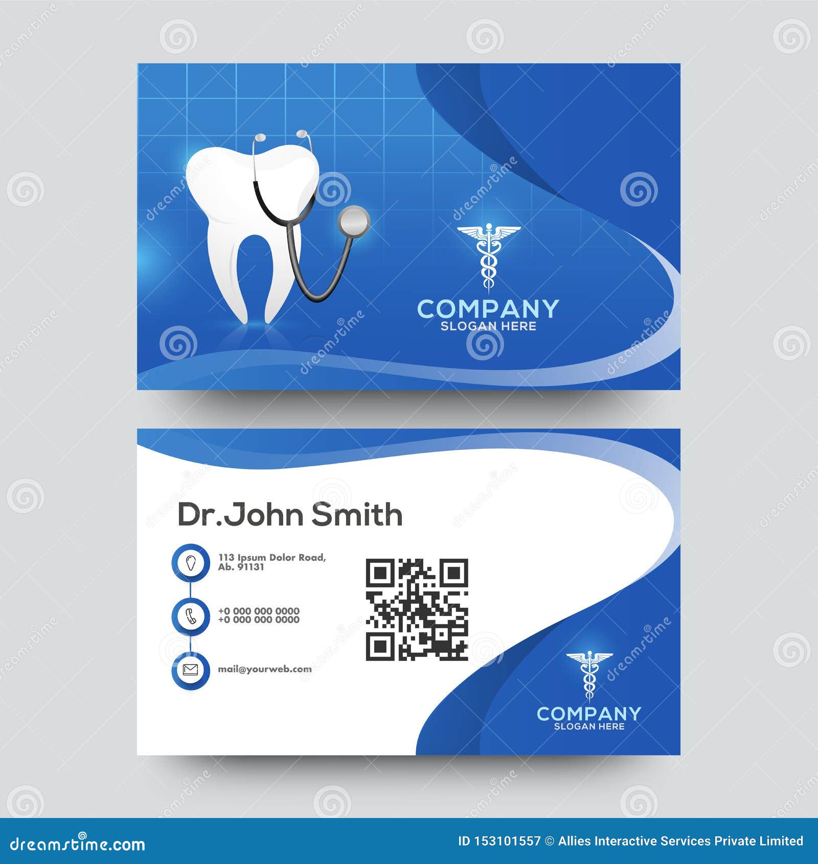 Dental Care Business Card or Visiting Card Design. Stock Illustration ...
