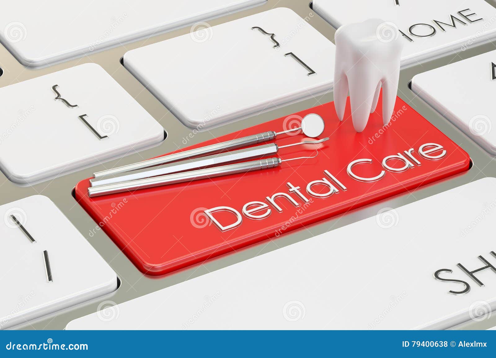 Dental Care Concept, on the Keyboard, 3D Rendering Stock Illustration ...
