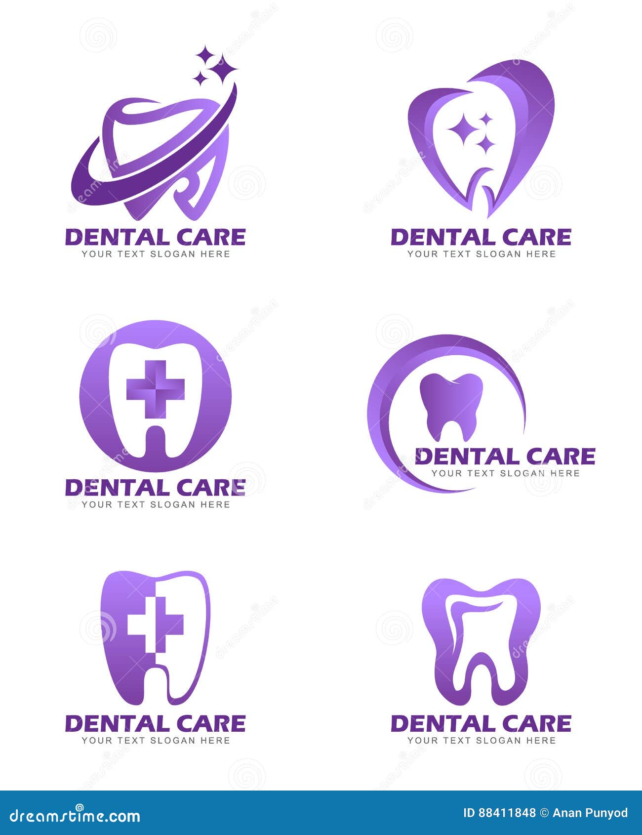 Dental Care Logo Sign Vector Set Design Stock Vector - Illustration of ...