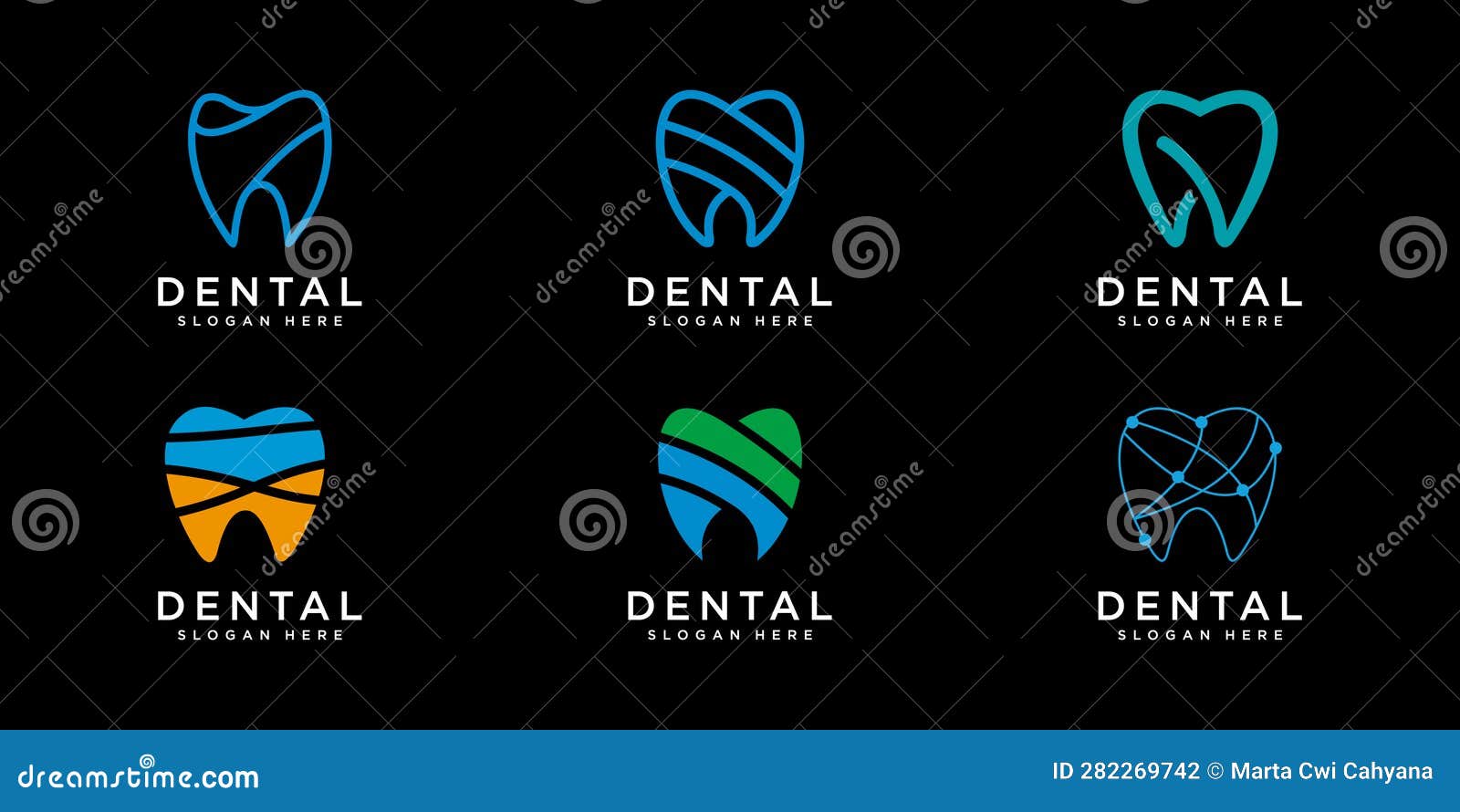 Dental Care Logo Vector Line Style Stock Vector - Illustration of ...