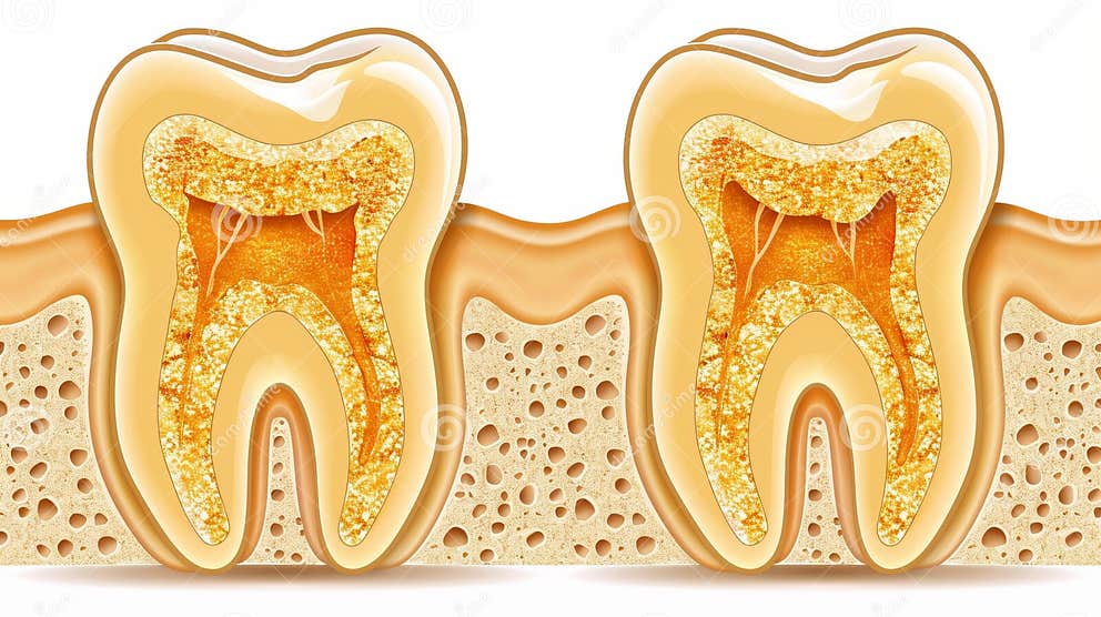 Dental Caries Cross-Section of Two Teeth with Advanced Tooth Decay ...