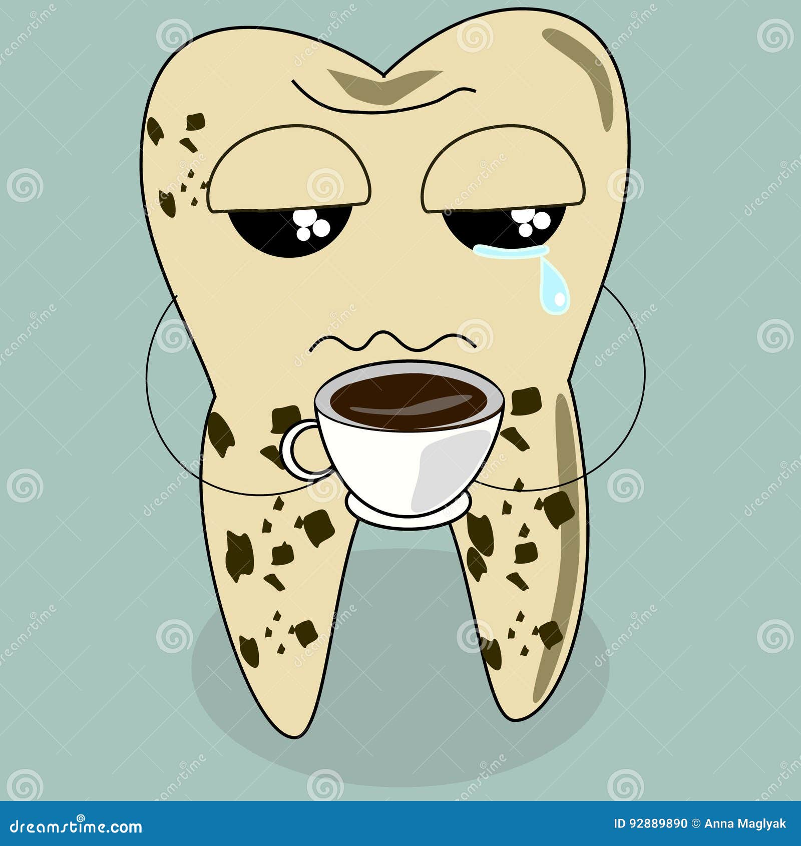 Dental Cartoon Vector, Teeth Problem from Coffee Stock Vector ...