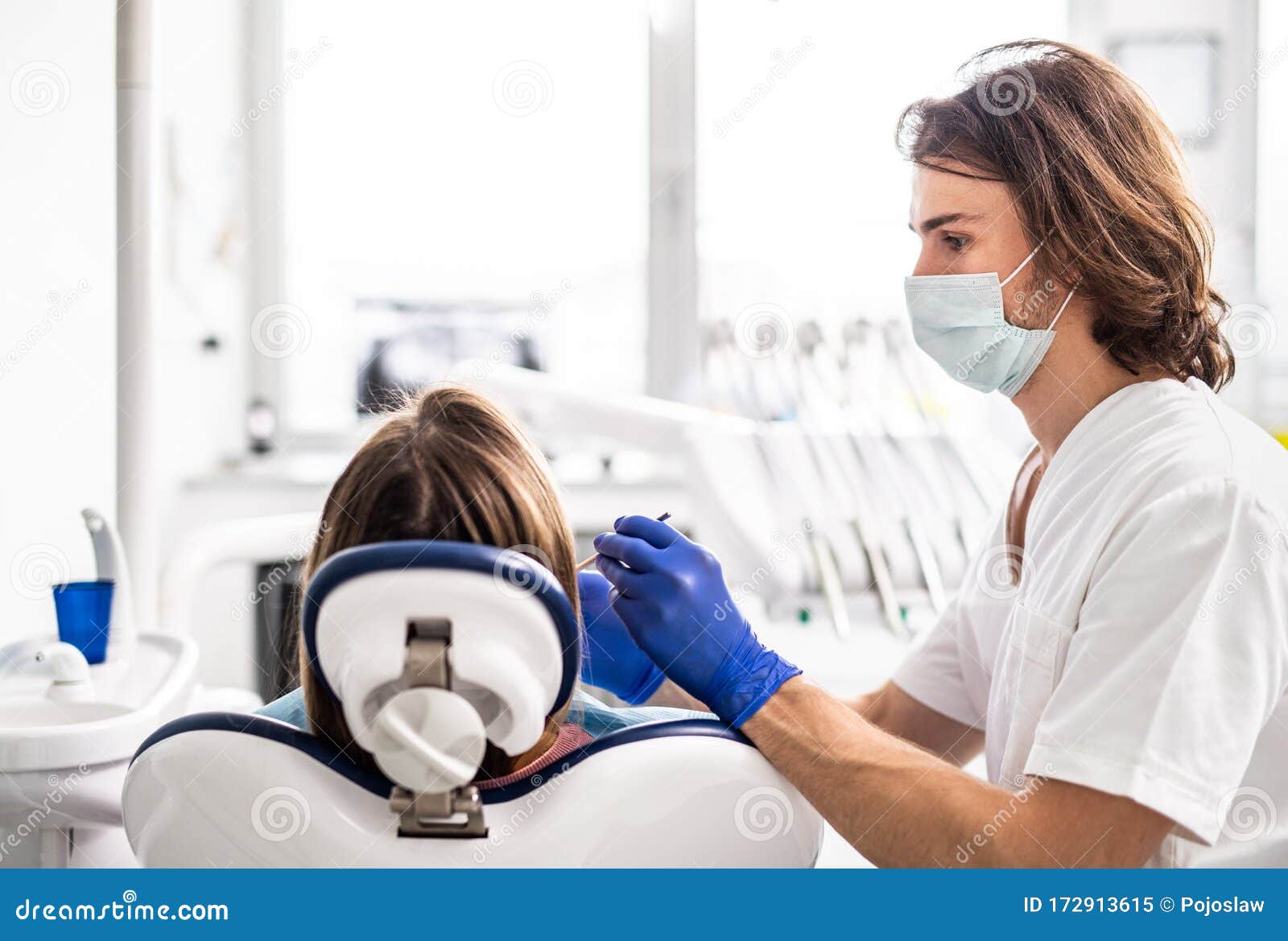 A Dental Check-up of Patient in Dentist Surgery. Stock Image - Image of ...