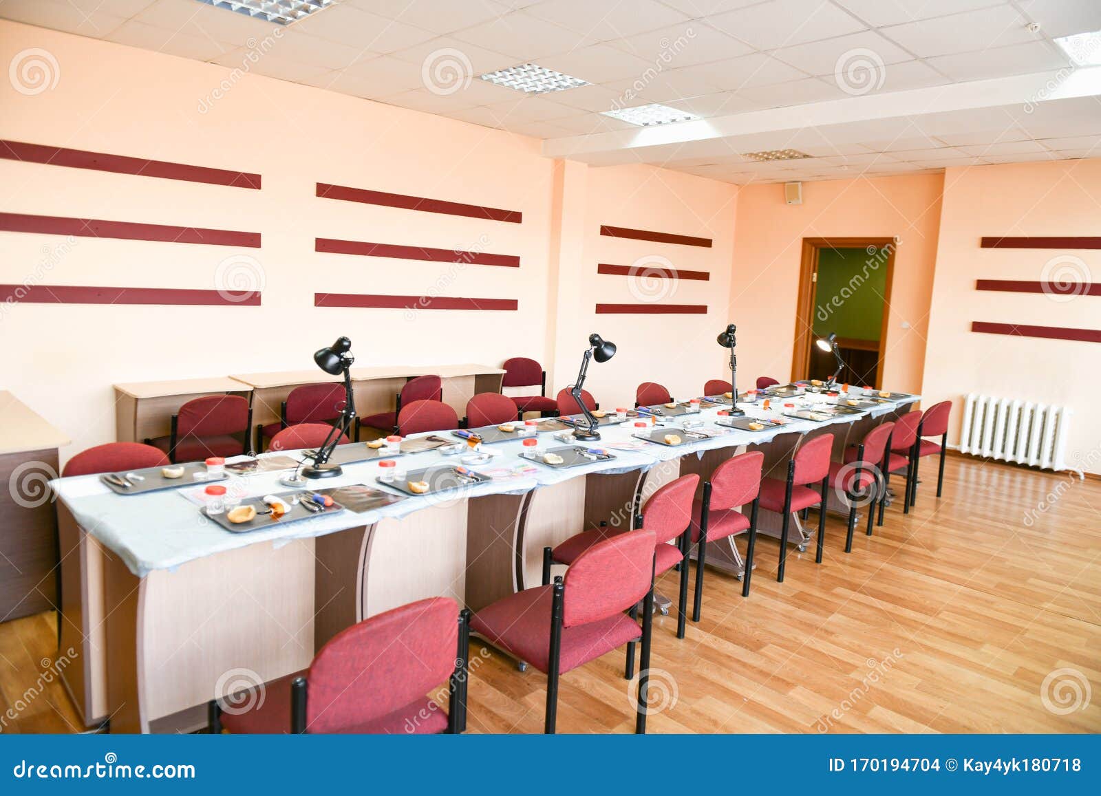 Dental Classroom Interior. Dentists Tools in a Modern Classroom at ...
