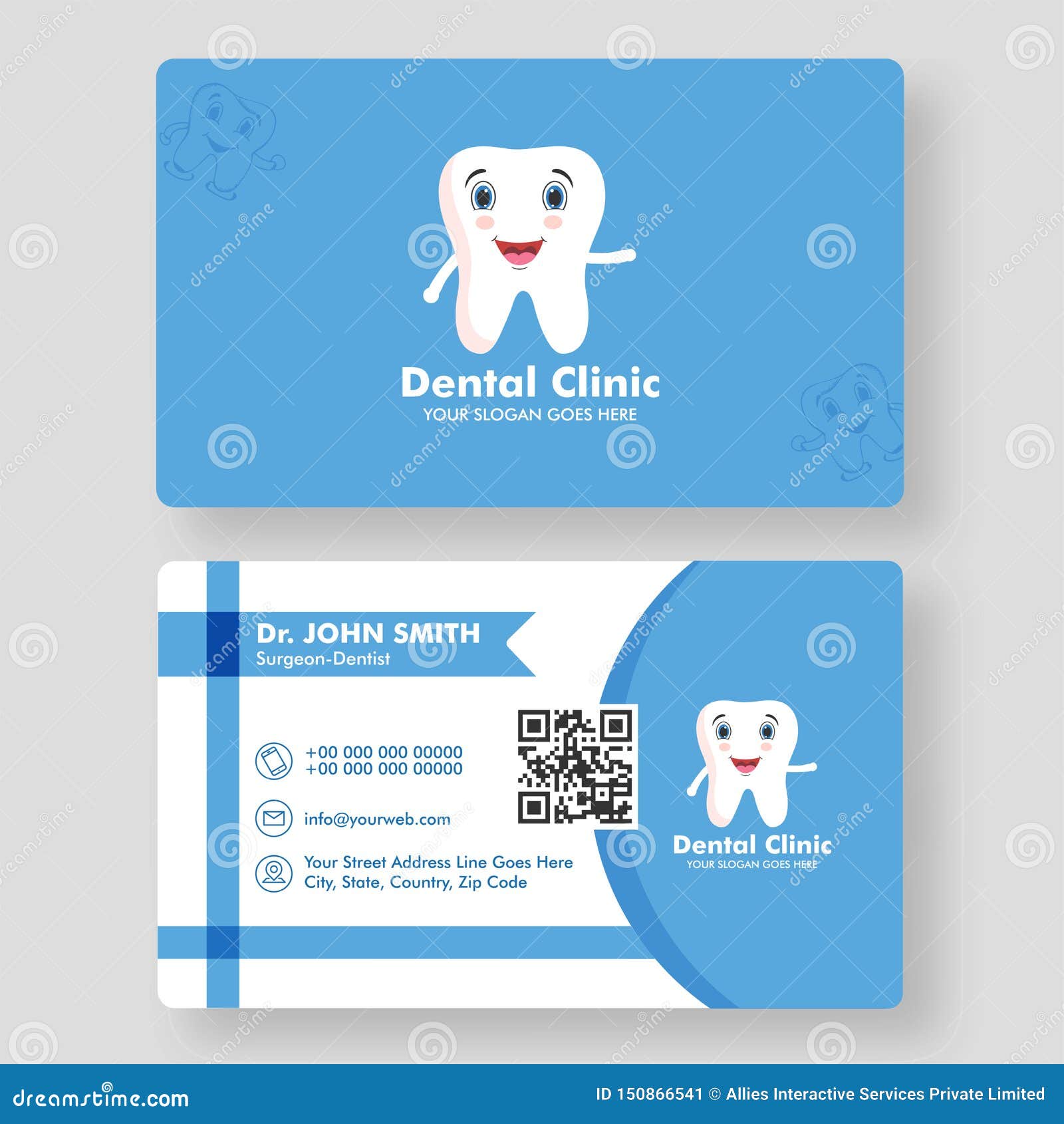 Dental Clinic Business Card or Horizontal Template Design. Stock ...
