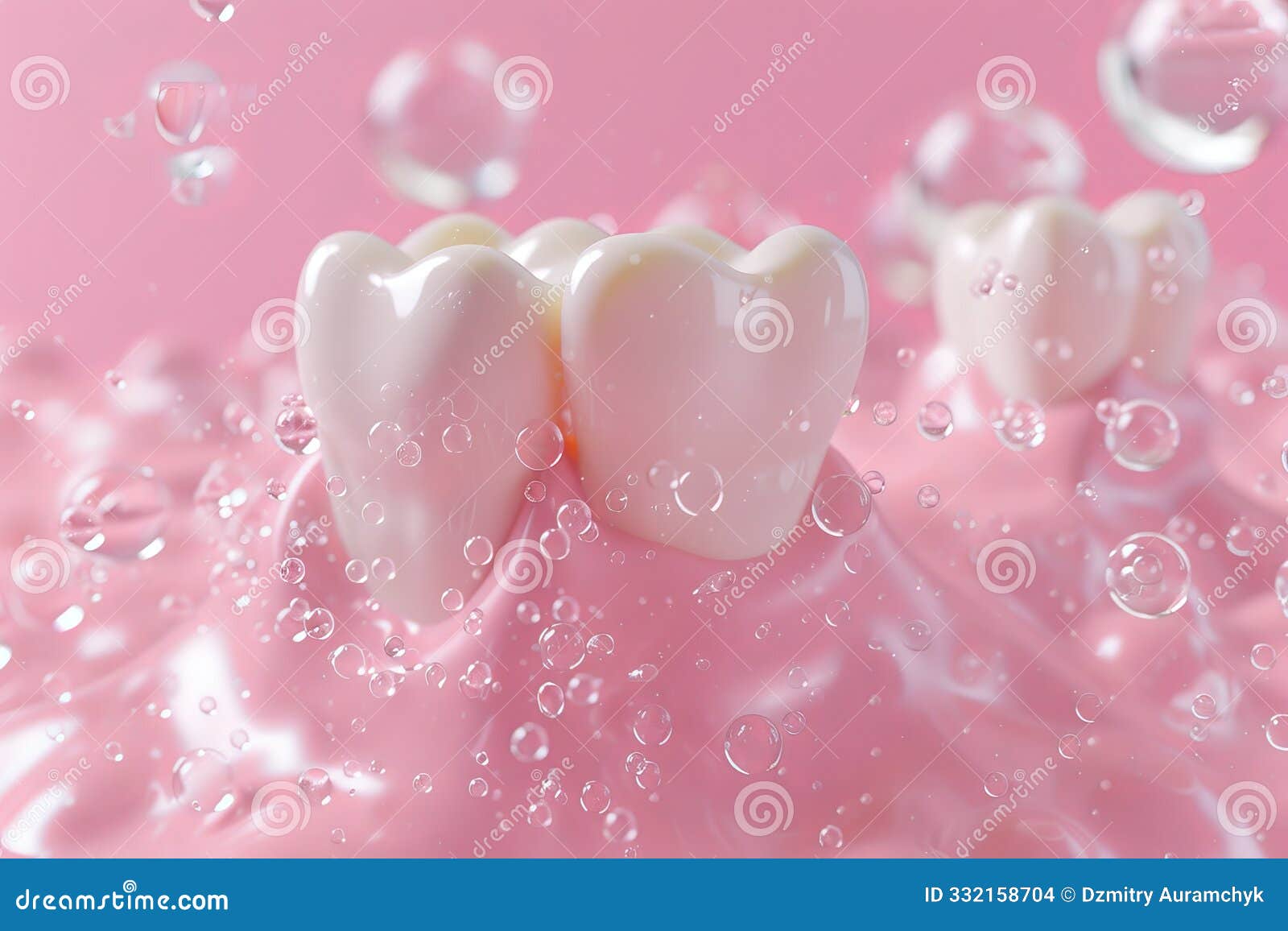 Dental Concept Rendering with Fluoride Bubbles Protecting and Cleaning ...