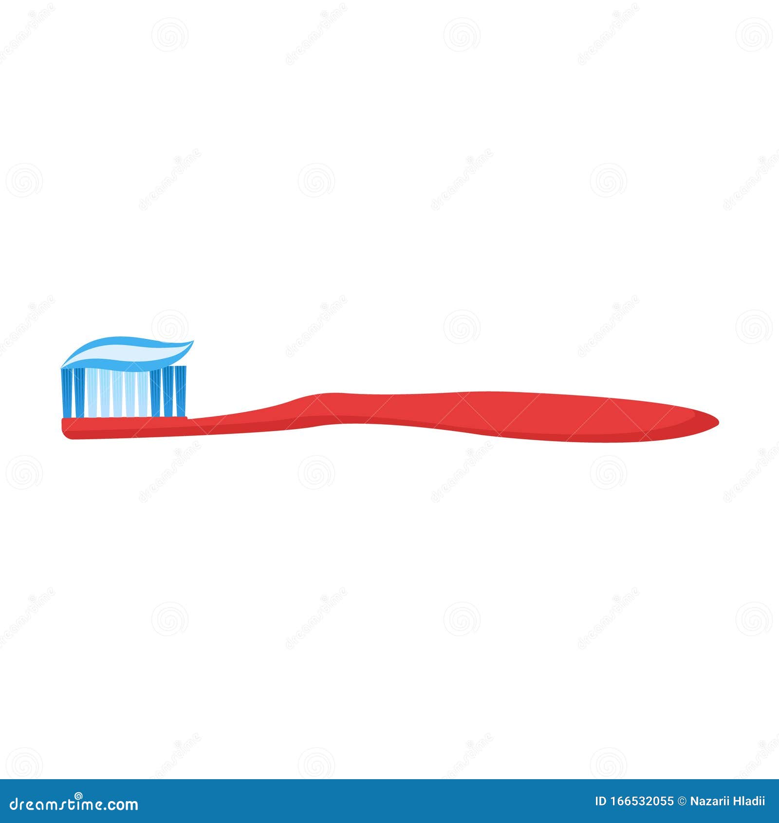 Dental Concept. Toothbrush with Toothpaste Isolated. Flat Design ...