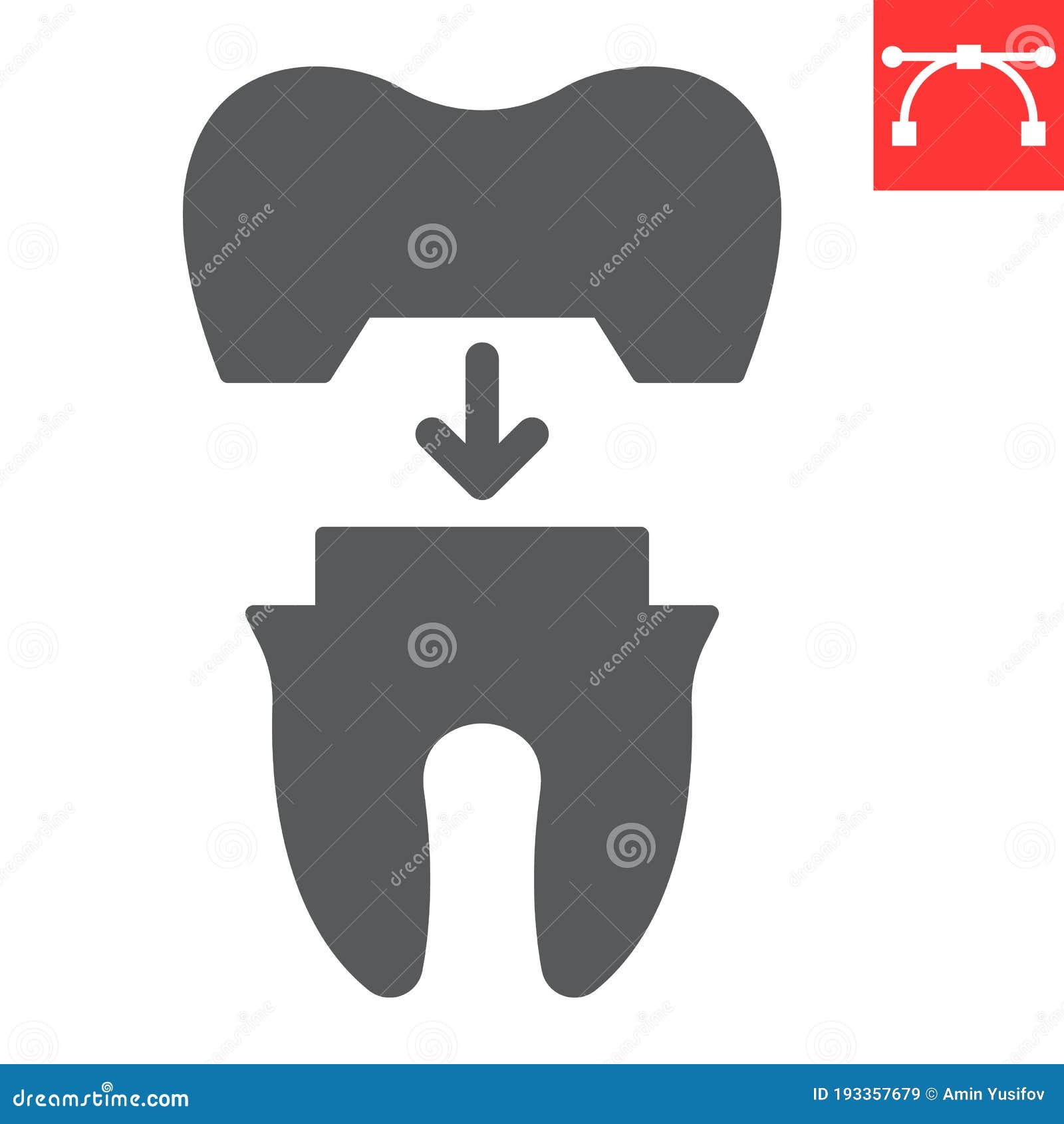 Dental Crown Glyph Icon, Dental and Stomatolgy, Tooth Crown Sign Vector ...