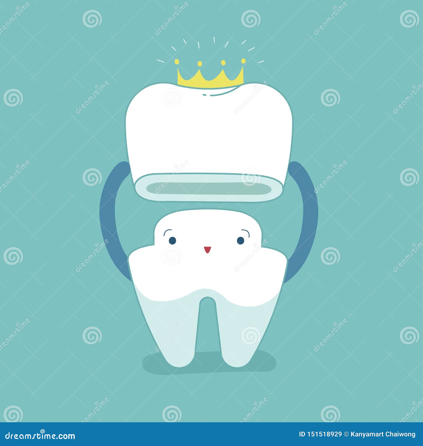 Dental Crown, Tooth Put in Crown, Dental Cartoon Concept Stock Vector ...
