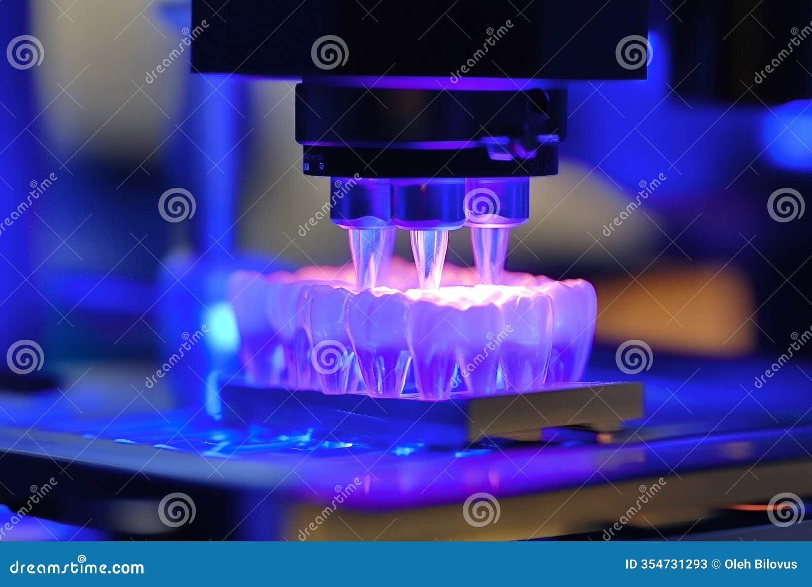 Dental 3d Printing Machine Creating Teeth Using Uv Light Stock Image ...