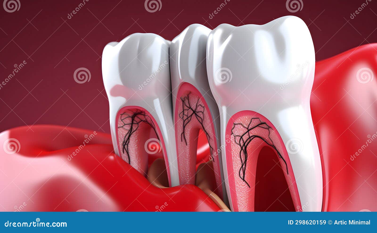 Dental 3D Visual of Infected Tooth Pulp Visualisation Stock ...