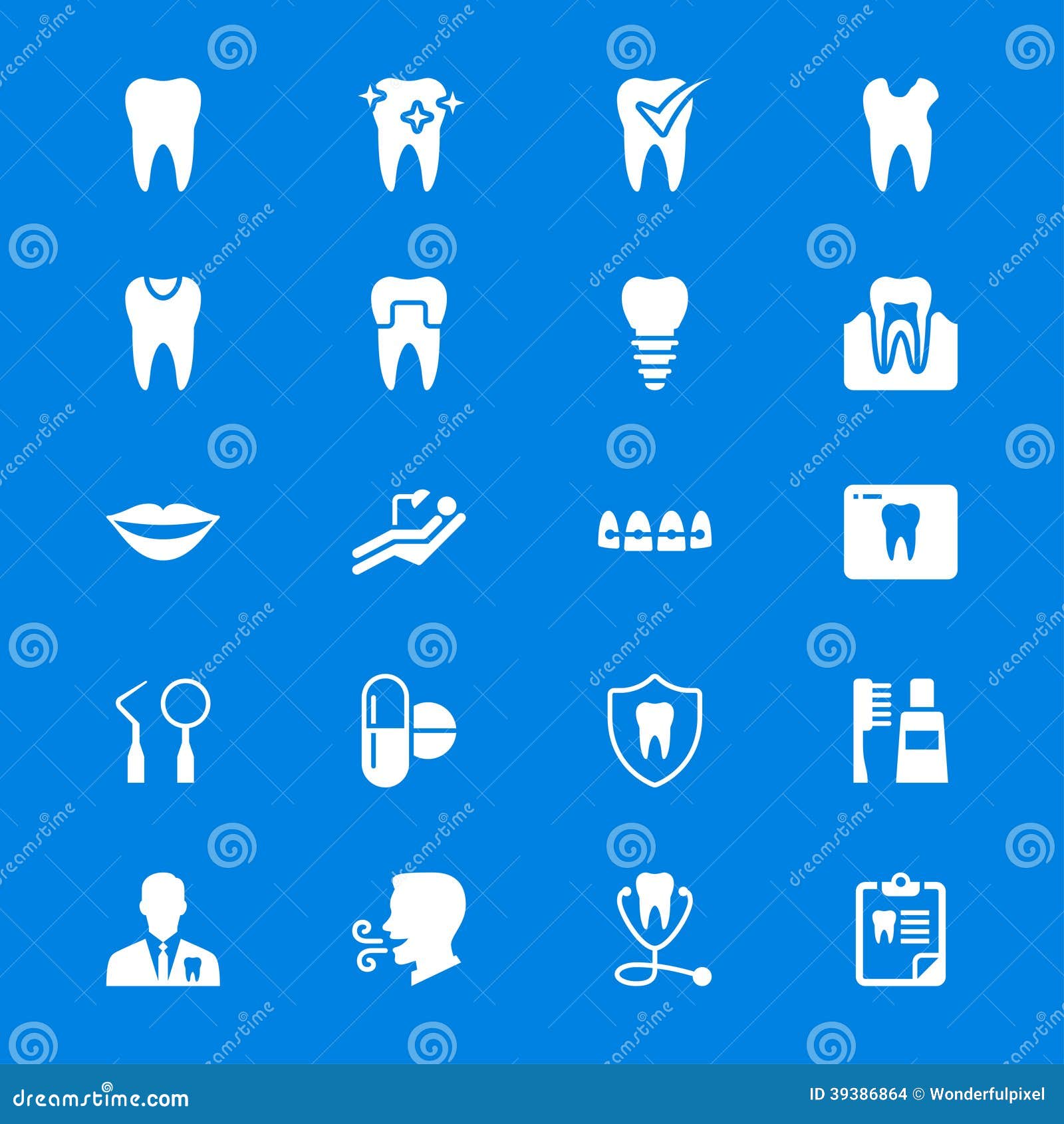 Dental flat icons stock vector. Illustration of dentist - 39386864