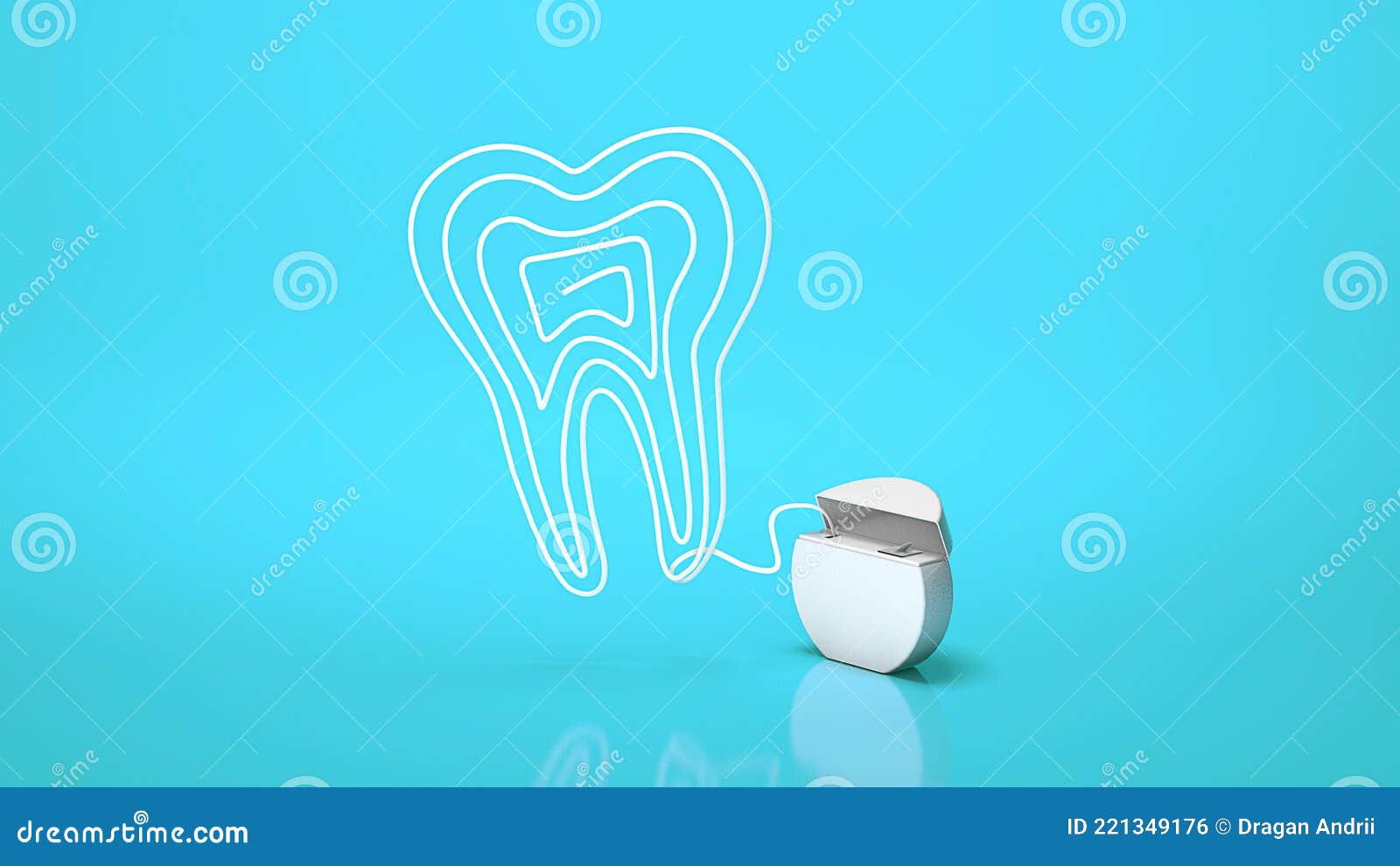 Dental Floss. Flossing Your Teeth. Tooth Made from Dental Floss on a ...