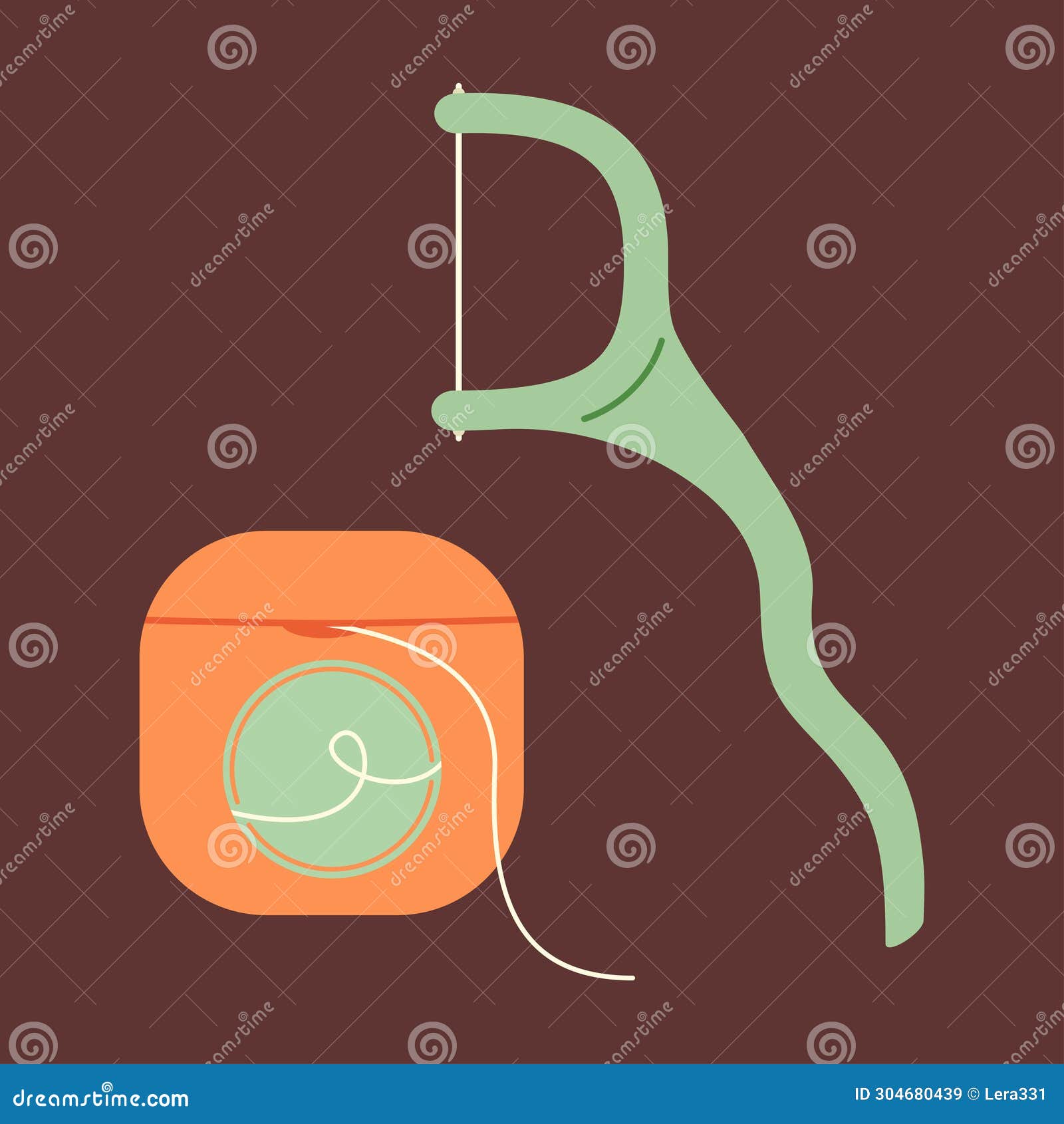 Dental Floss and Floss Pick. Flat Vector Illustration Stock ...
