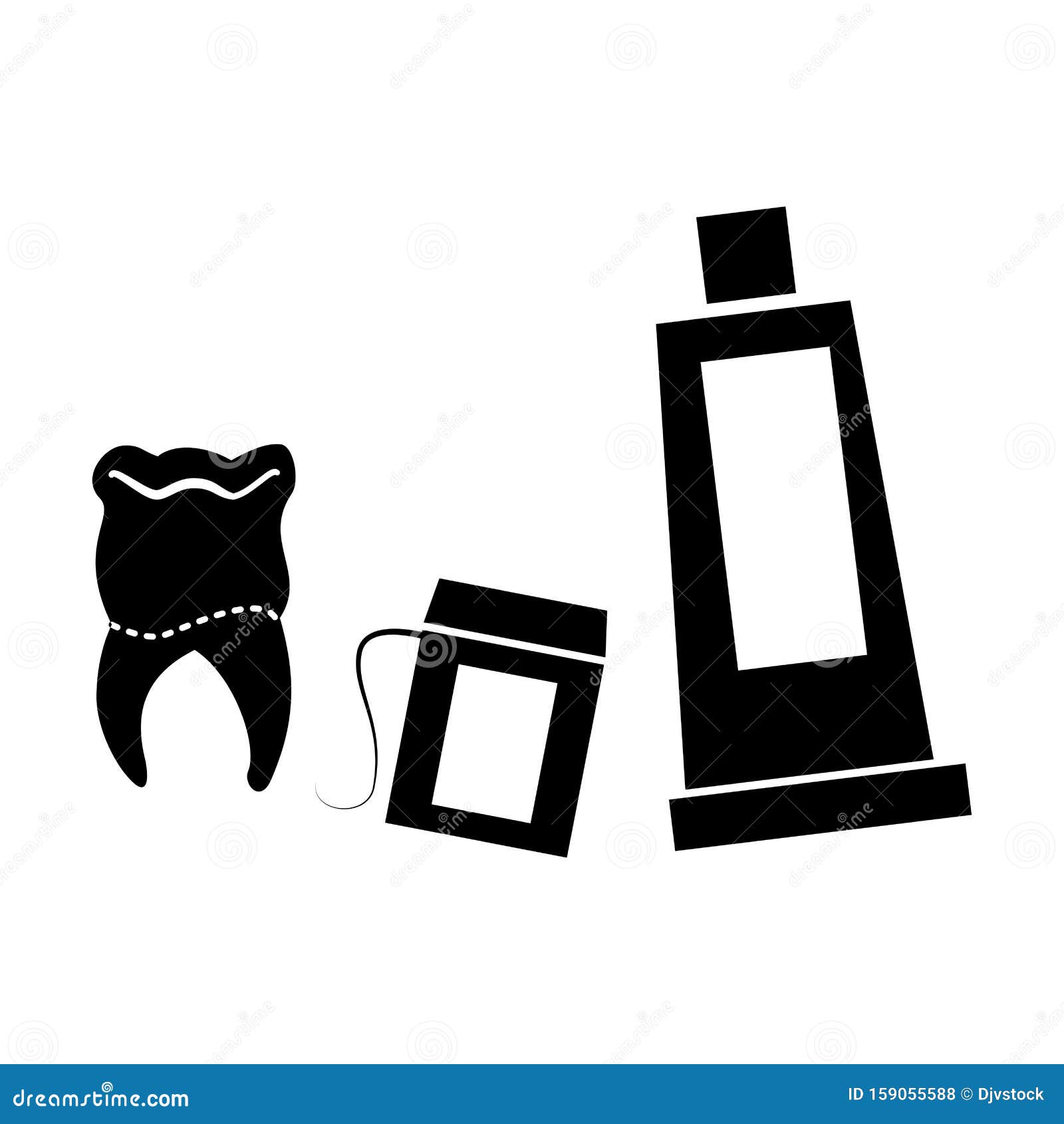 Dental Floss with Toothpaste and Tooth Vector Illustration Stock ...