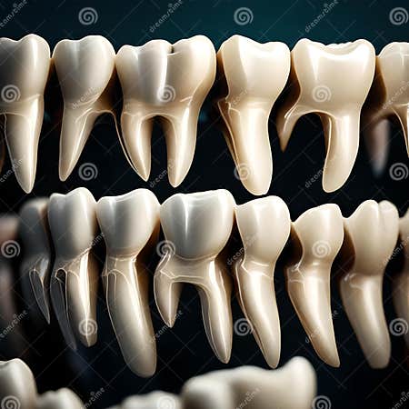 Dental Harmony: Rows of Molars with Roots in Deep Blue Stock ...