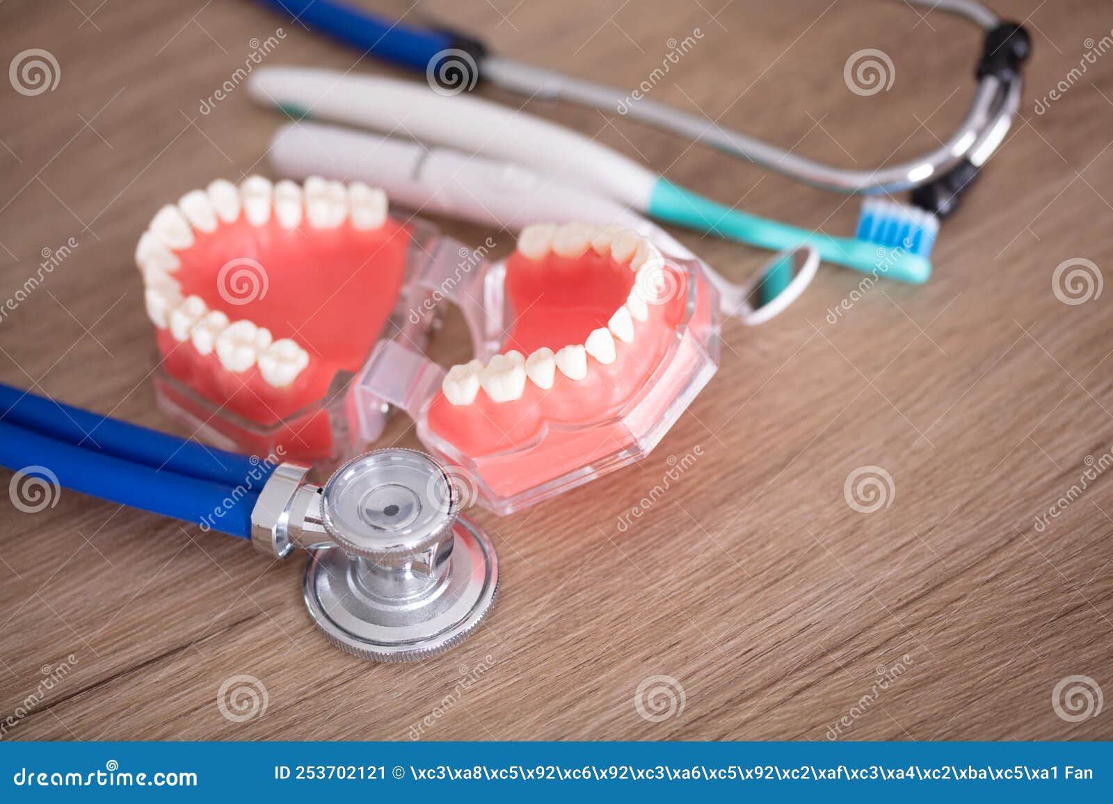 Dental Health Still Life on Table Stock Image - Image of toothbrush ...