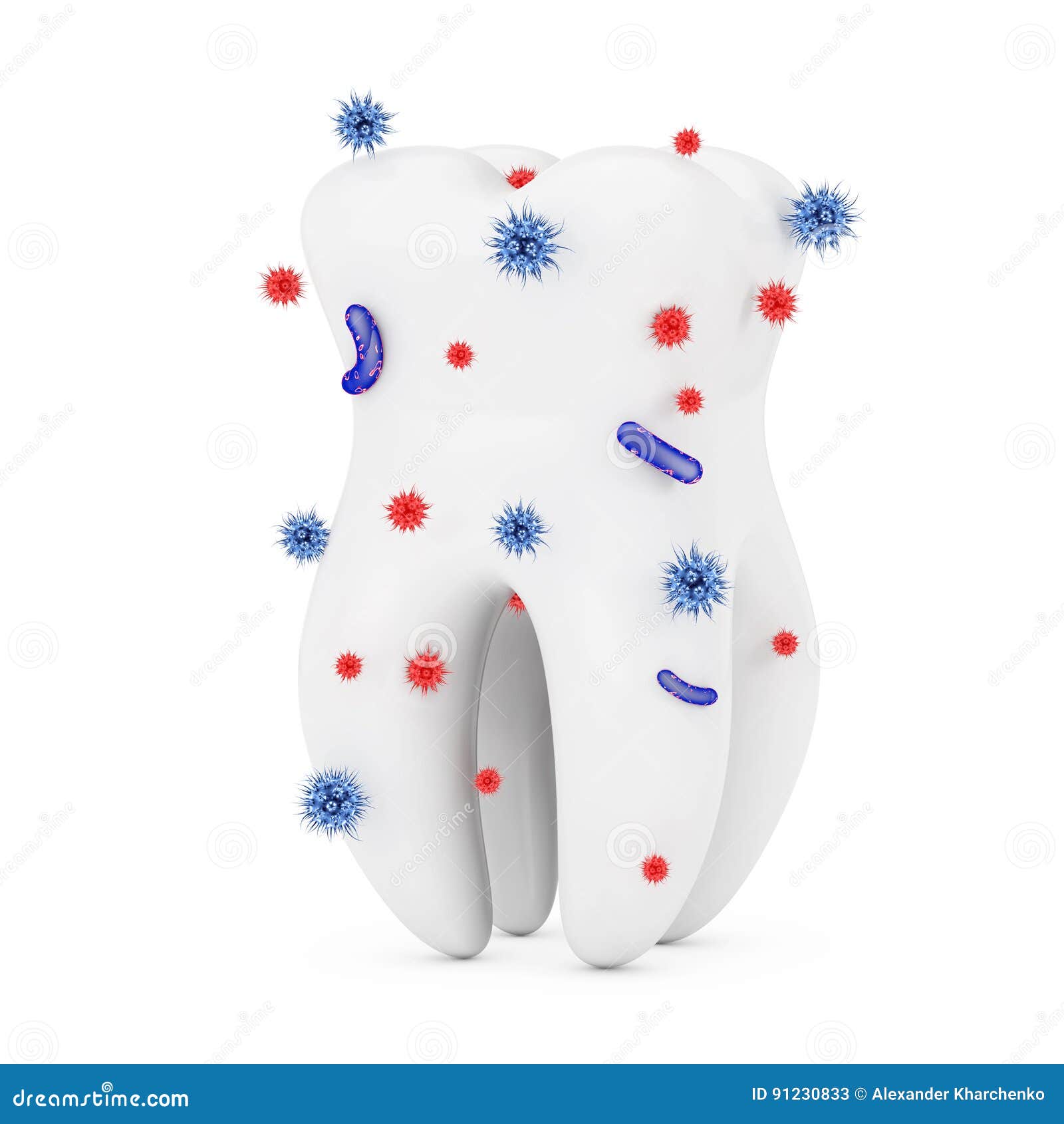Dental Hygiene Concept. Bacteria and Virus Around Human Tooth. 3 Stock ...