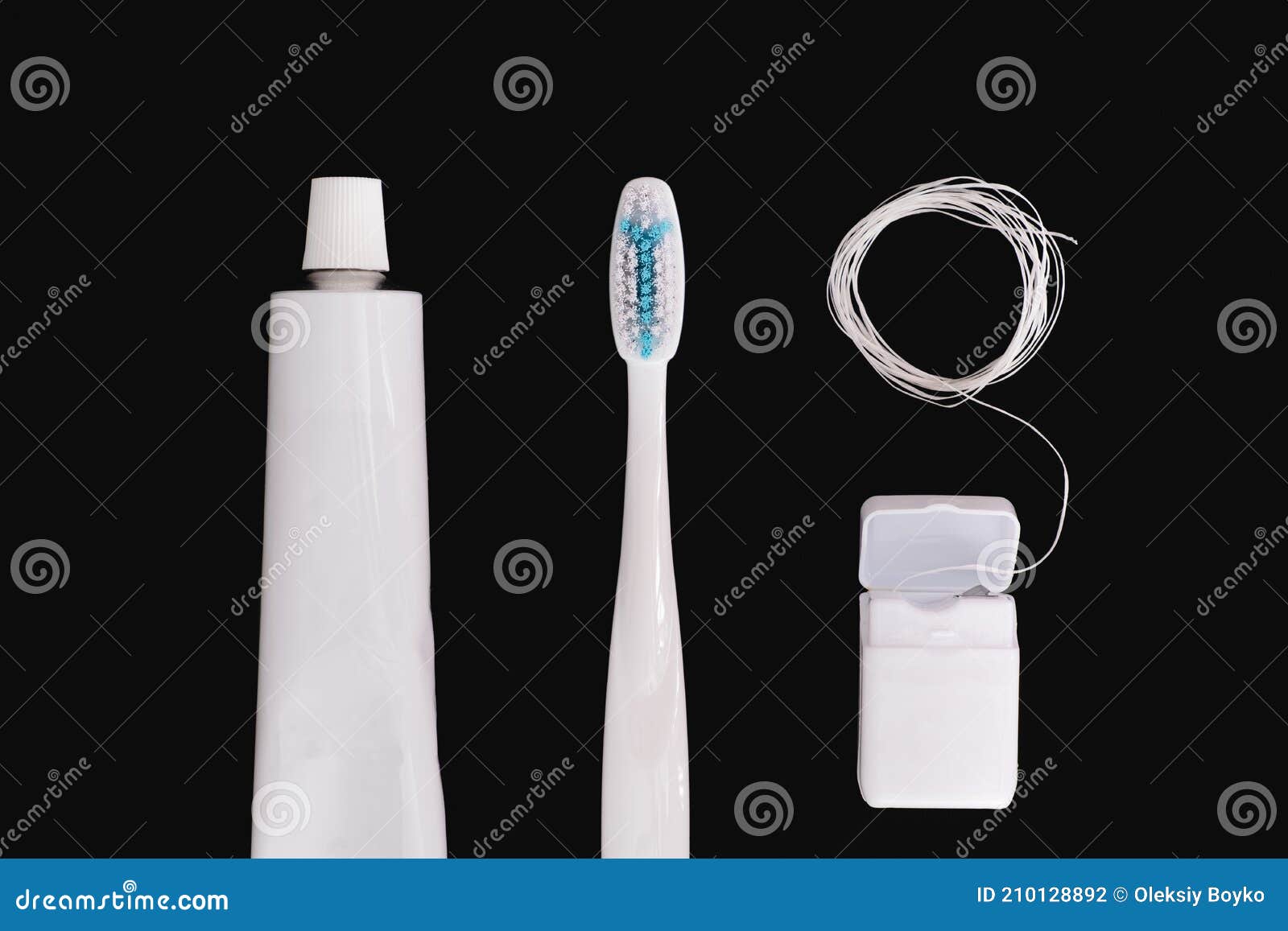 Dental Hygiene Objects: Toothbrush, Toothpaste and Floss. Stock Photo ...