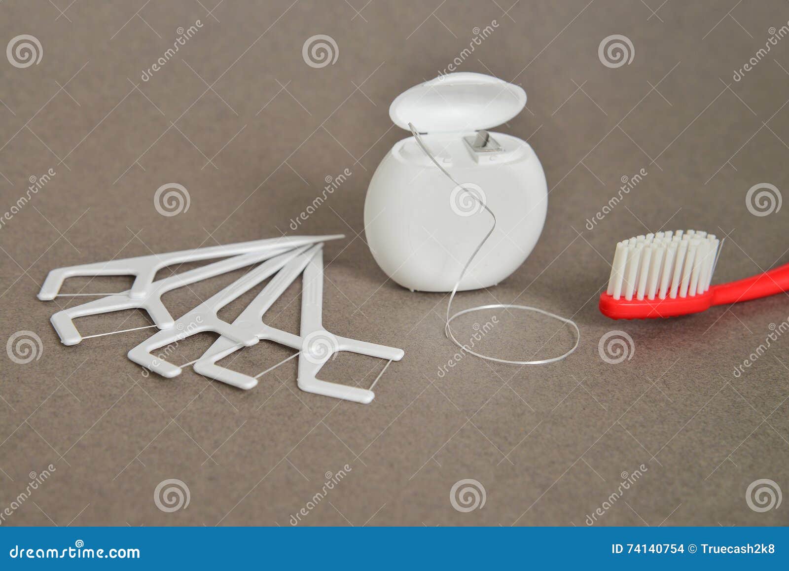 Dental Hygiene Tool Set: Floss and Toothbrush Stock Photo - Image of ...
