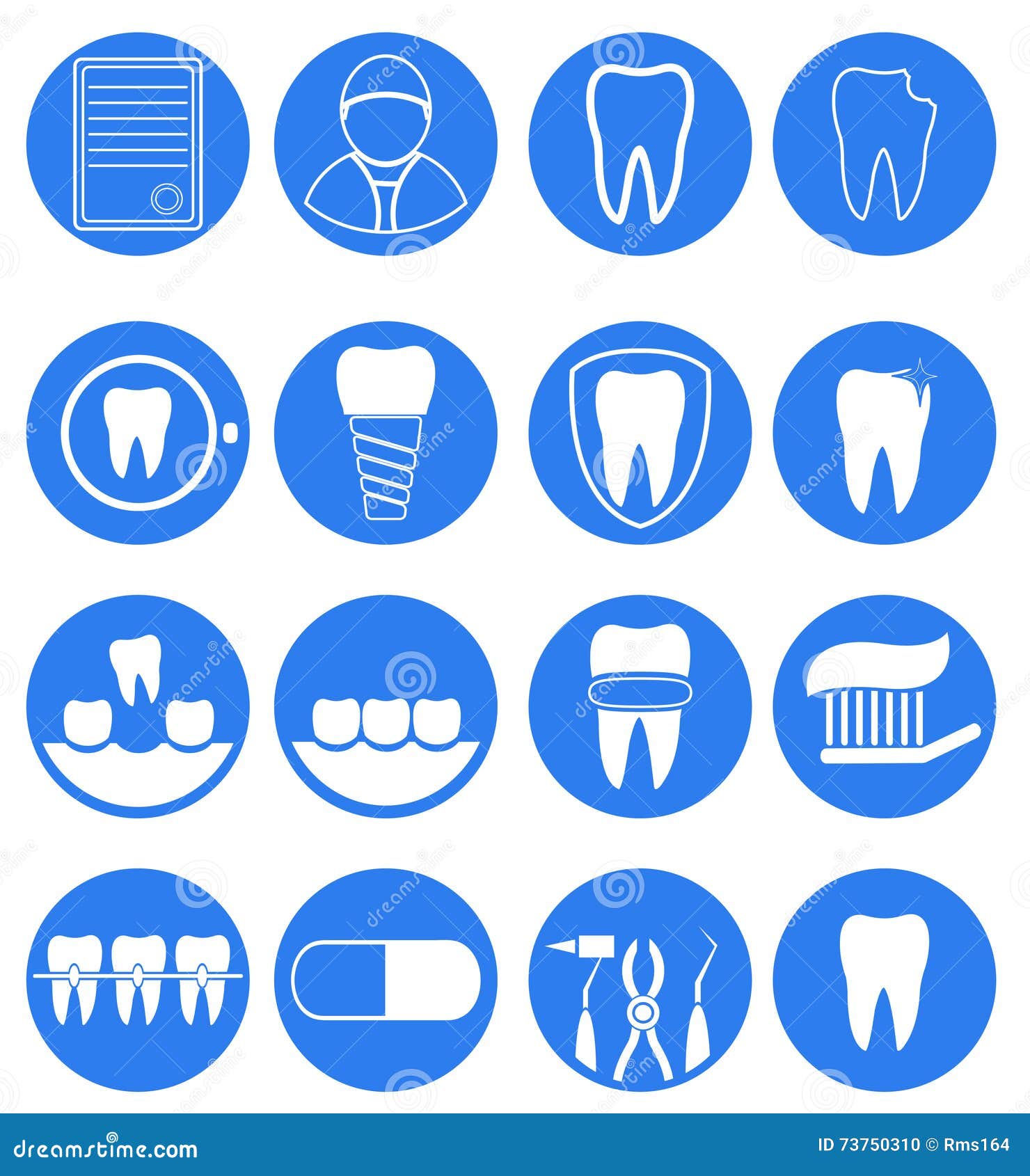 Dental icon set stock vector. Illustration of doctor - 73750310