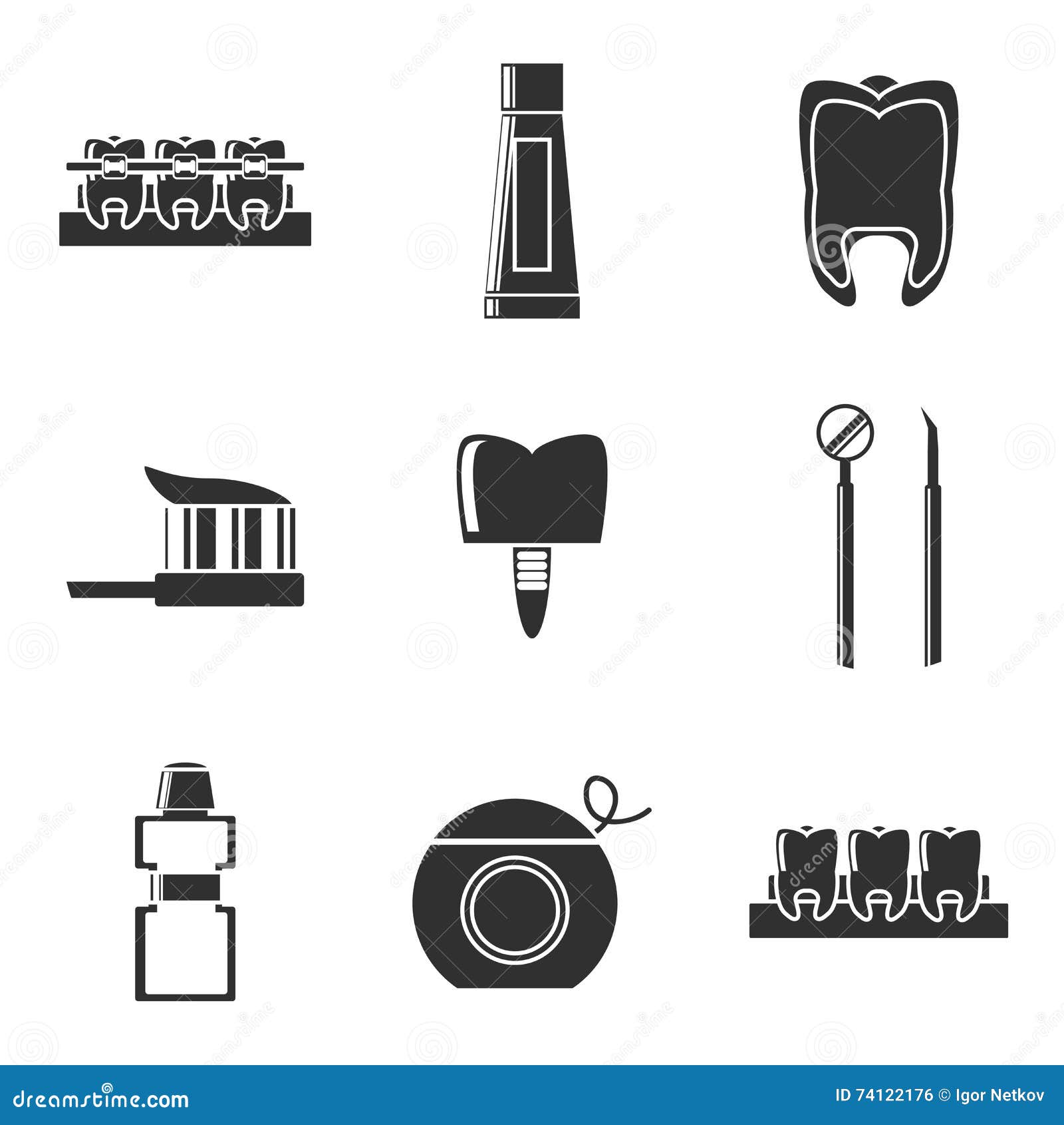 Dental icons set stock vector. Illustration of minimalism - 74122176