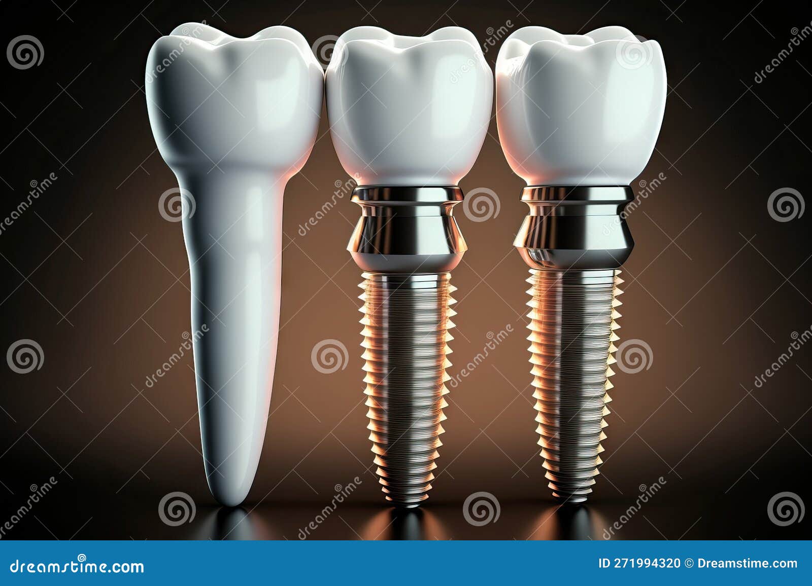 Dental Implant and Human Teeth in a Row Stock Illustration ...