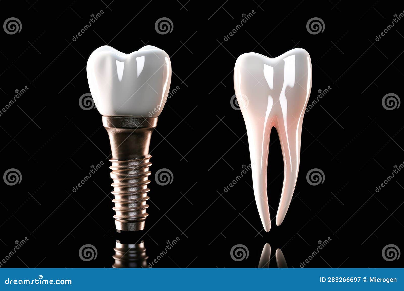 Dental Implant and Natural Tooth Comparison Showing Dental ...