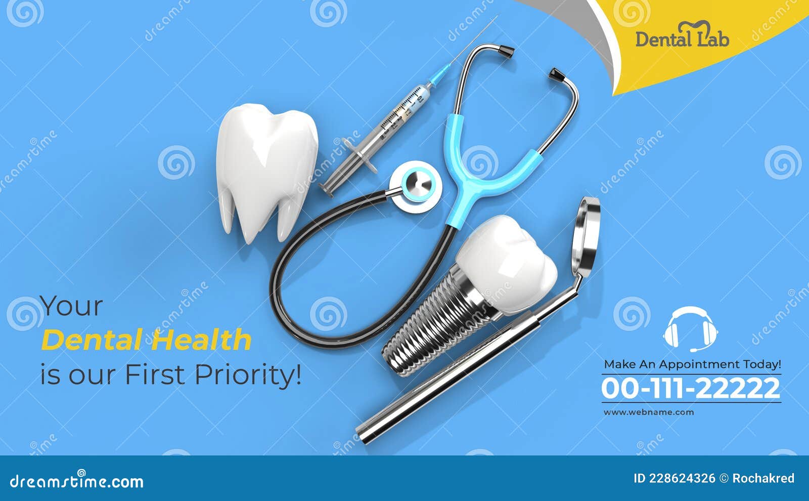 Dental Implants Surgery Concept Horizontal Banner Template Stock ...