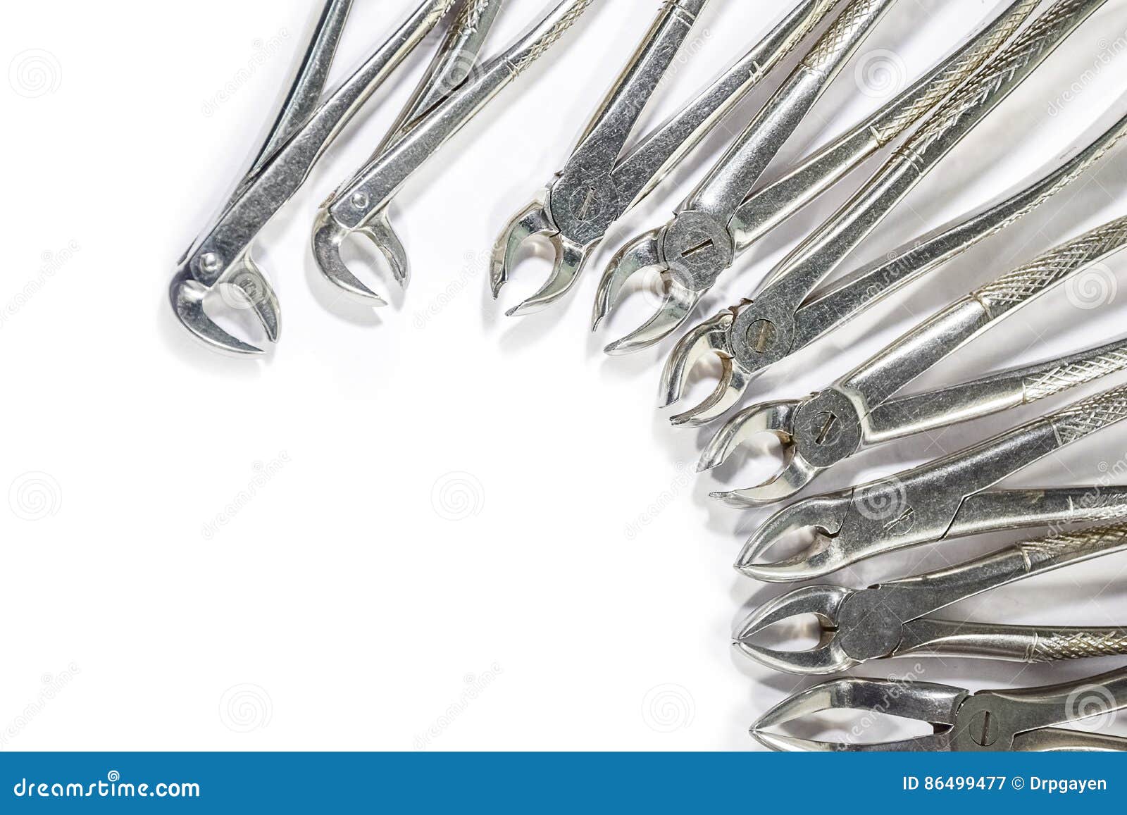 Dental Instruments Arranged on White Table. Stock Image - Image of ...