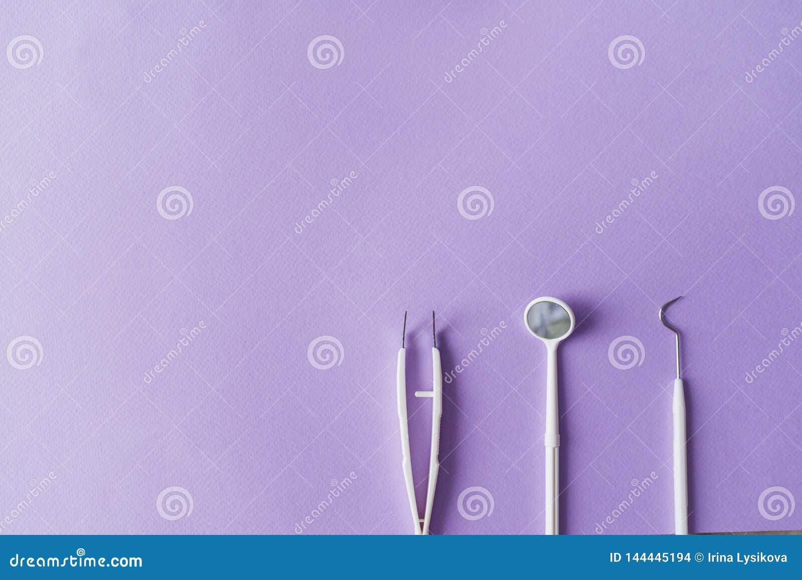 Dental Instruments on Colorful Background with Copy Spac. Top View ...