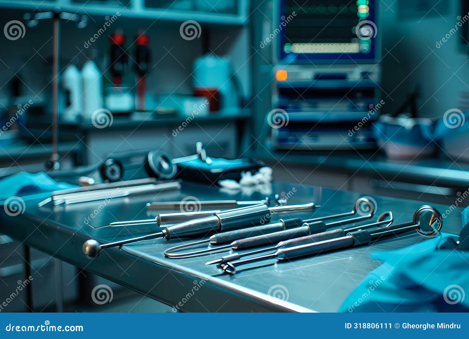 Dental Instruments and Equipment on a Table in an Operating Room. Ai ...