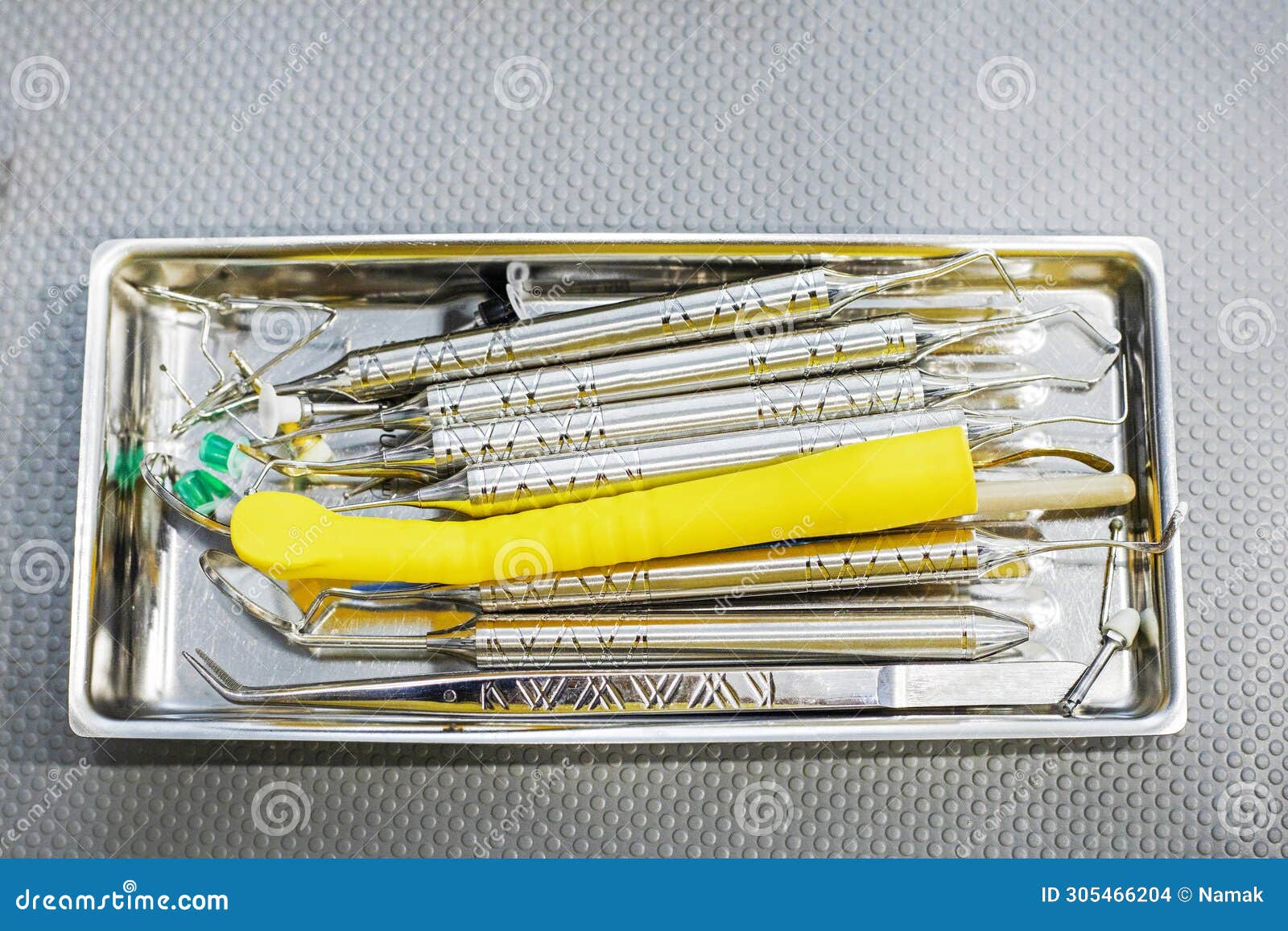 Dental Instruments in a Medical Container on the Table, Stock Photo ...