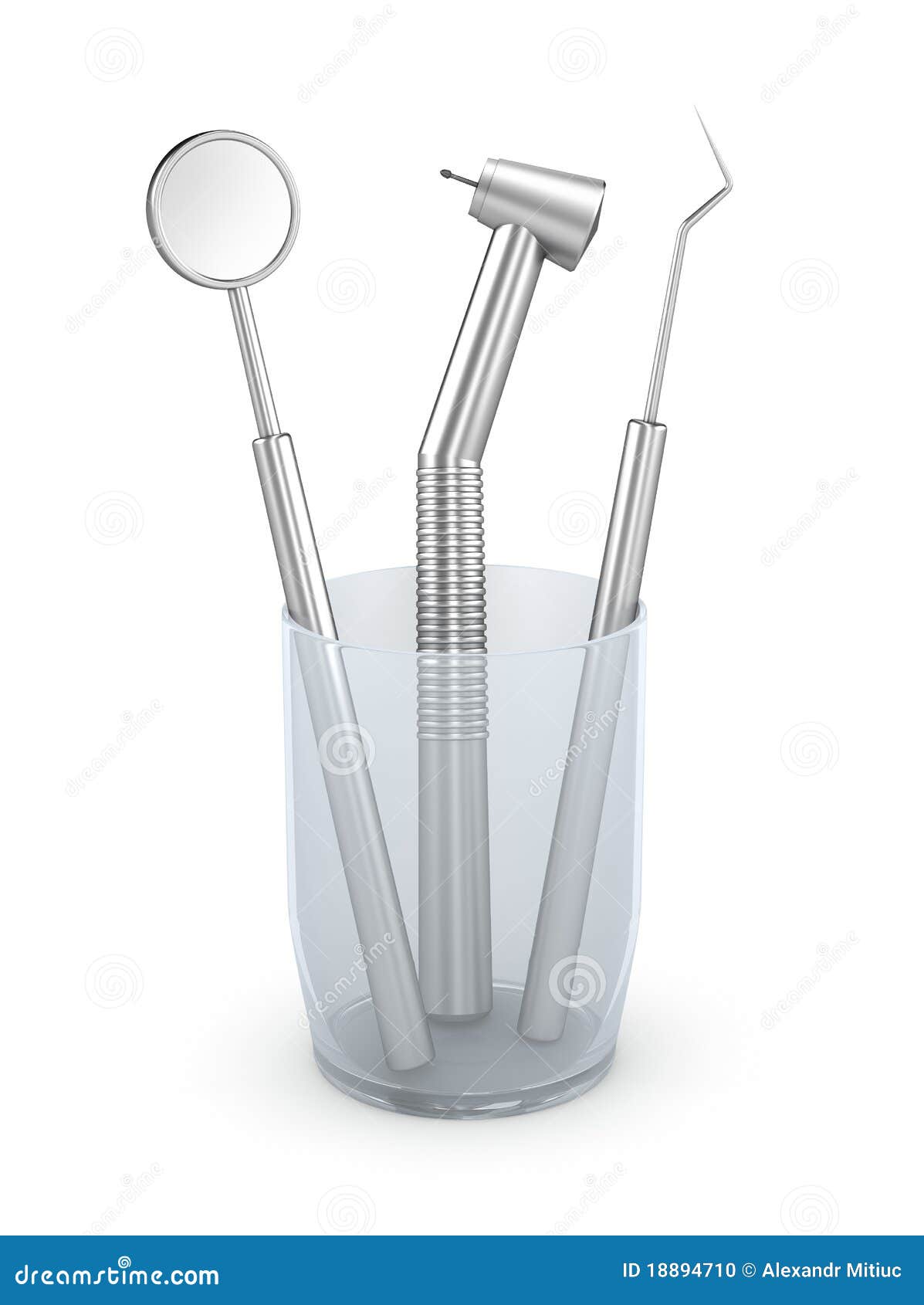 Dental Instruments: Mirror, Probe and Drill Stock Illustration ...