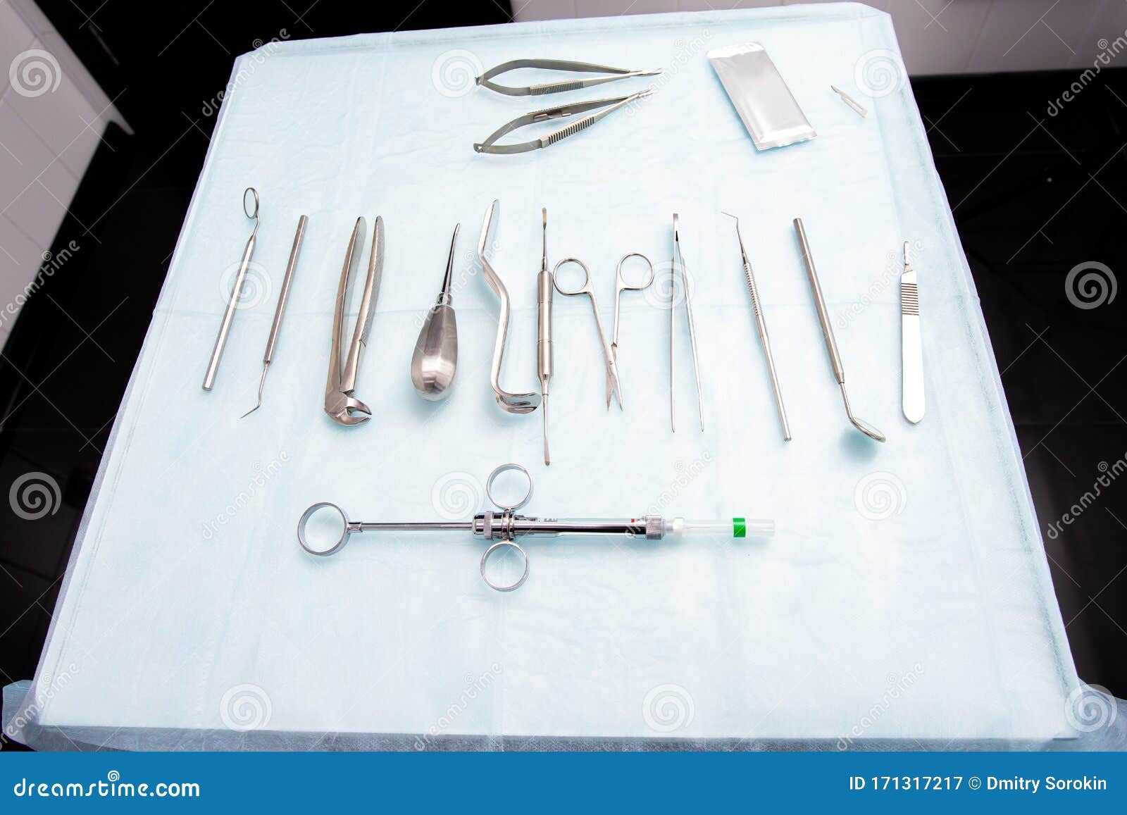Dental Instruments on a Sterile Table before Surgery Stock Image ...