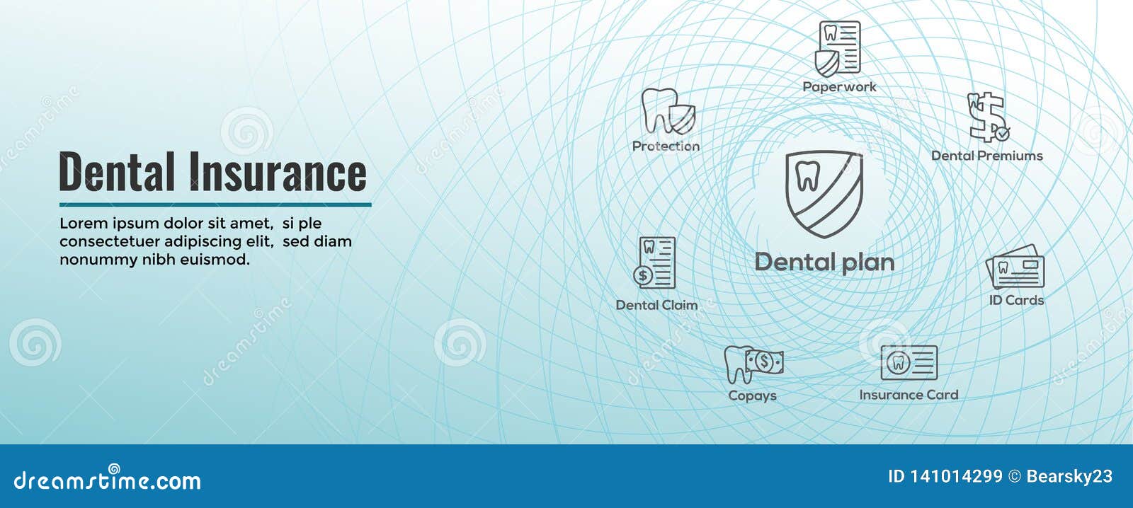 Dental Insurance Outline Icons with Tooth Image Icon Set - Web Header ...