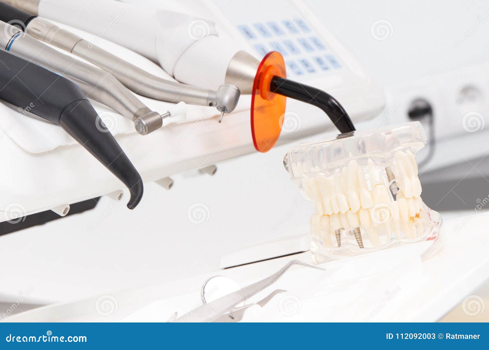 Dental Jaw Model with Tools for Using by Dentists in Stomatology Office ...