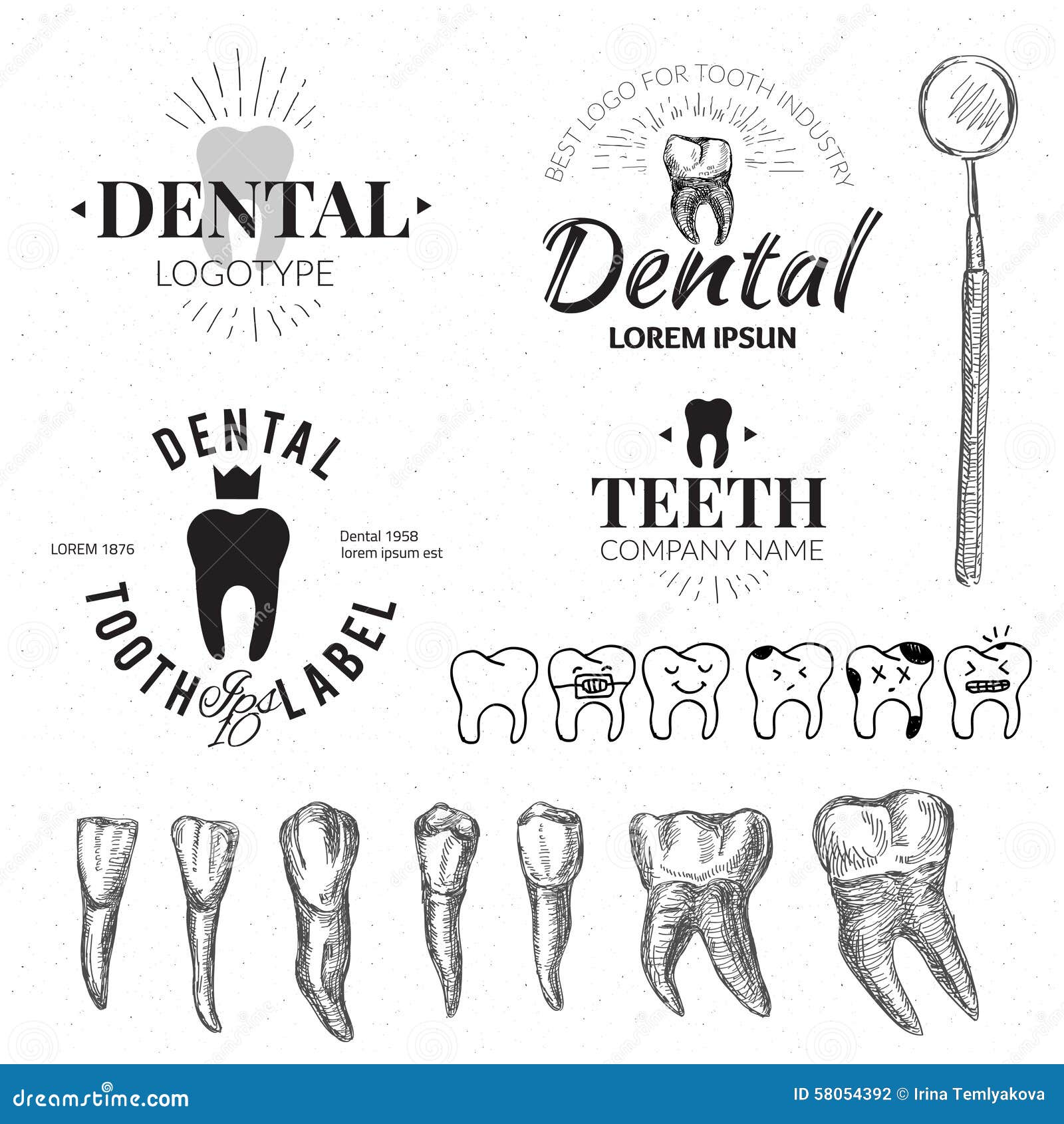 Dental Labels and Icons Set. Vector Stock Vector - Illustration of ...